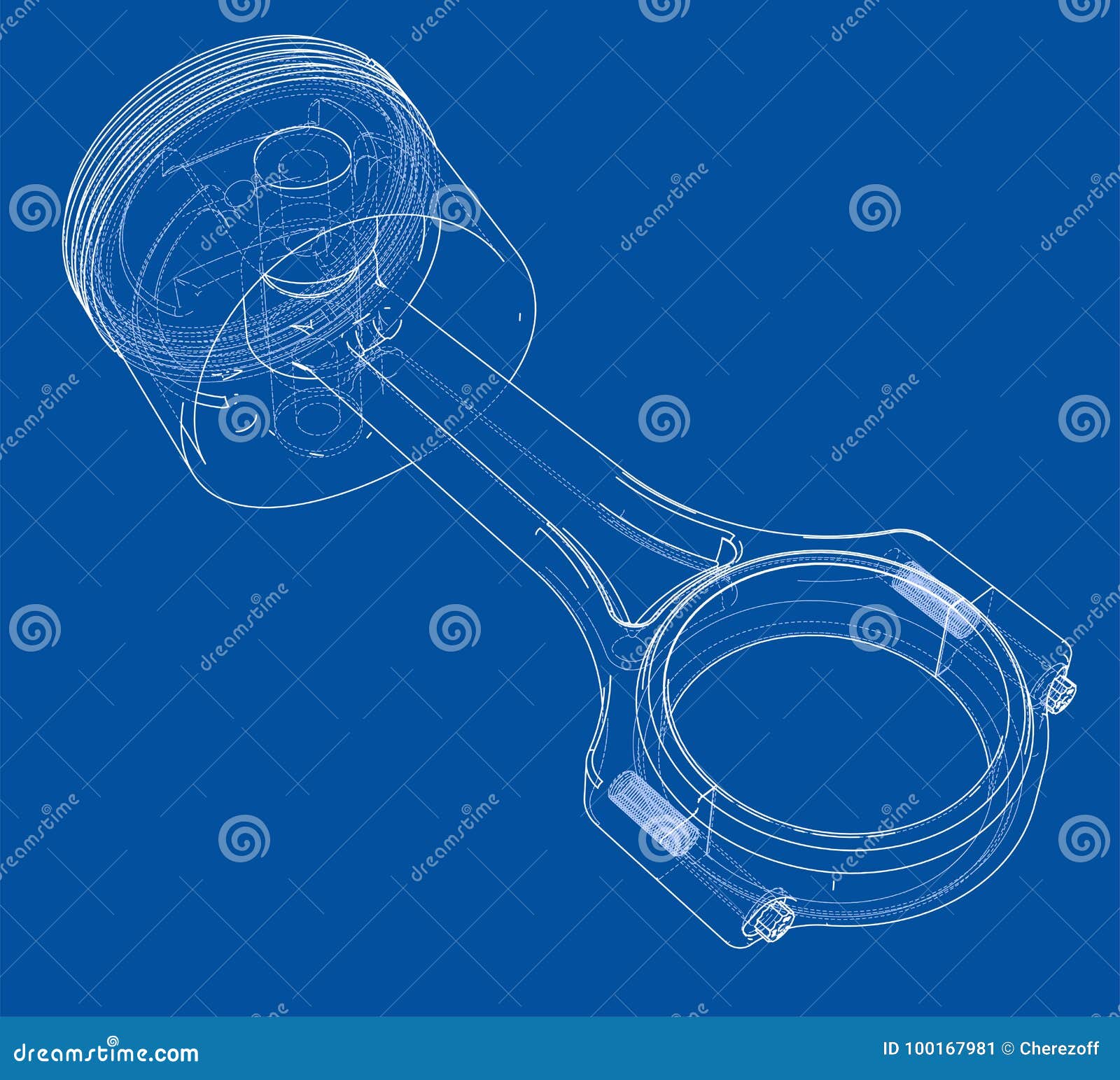 Sketch of piston. Vector stock vector. Illustration of draft - 100167981