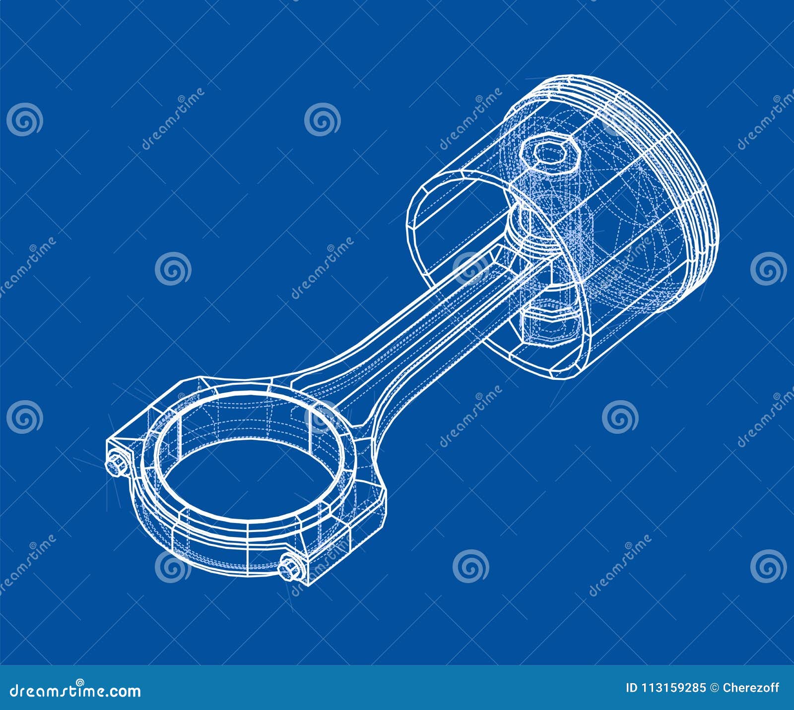 Sketch of Piston. Vector Rendering of 3d Stock Vector - Illustration of ...