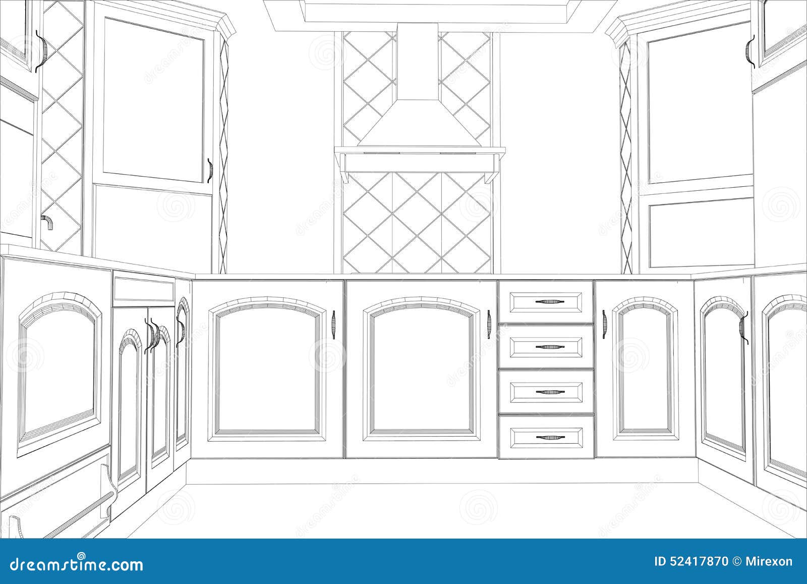 Sketch Plan Kitchen in the Wire Stock Vector - Illustration of ...