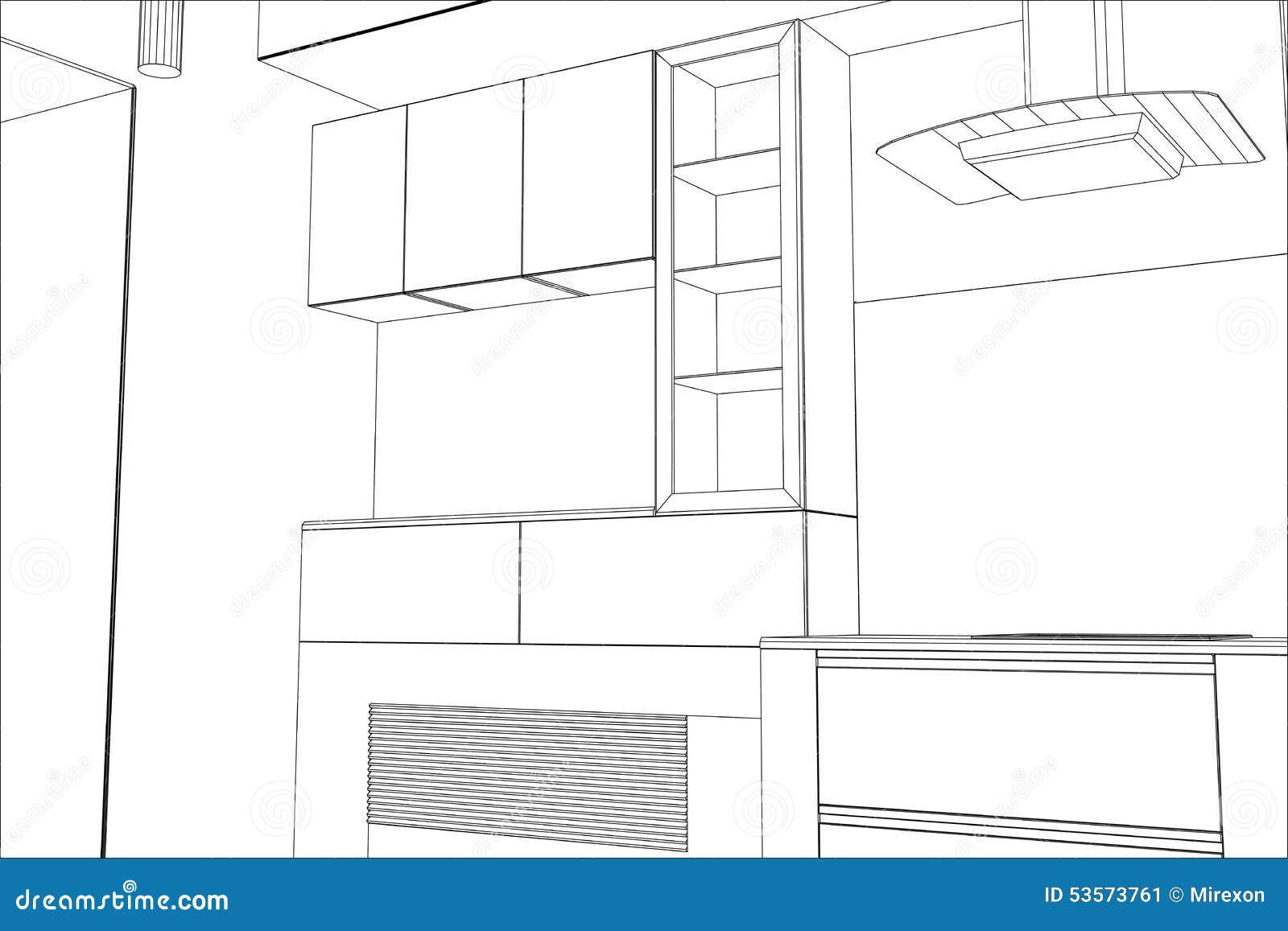 Sketch Plan Kitchen in the Wire Stock Vector - Illustration of ...