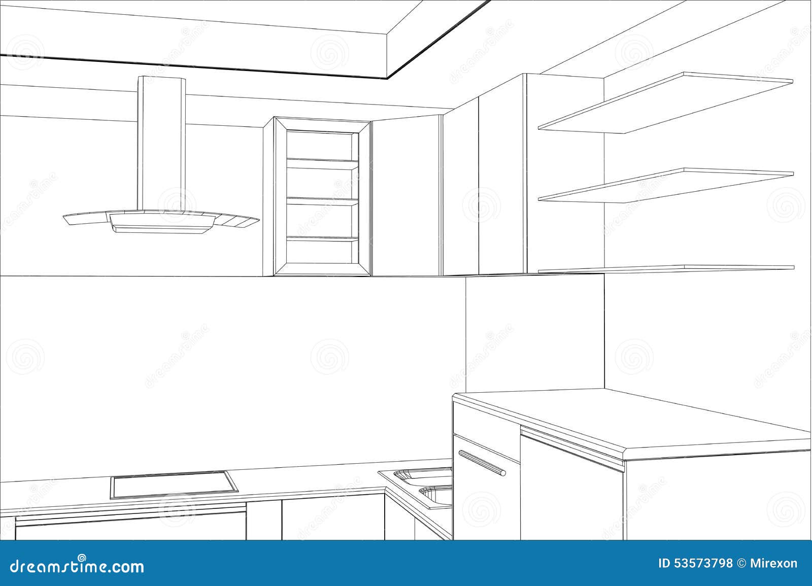 Sketch Plan Kitchen in the Wire Stock Vector - Illustration of concept ...