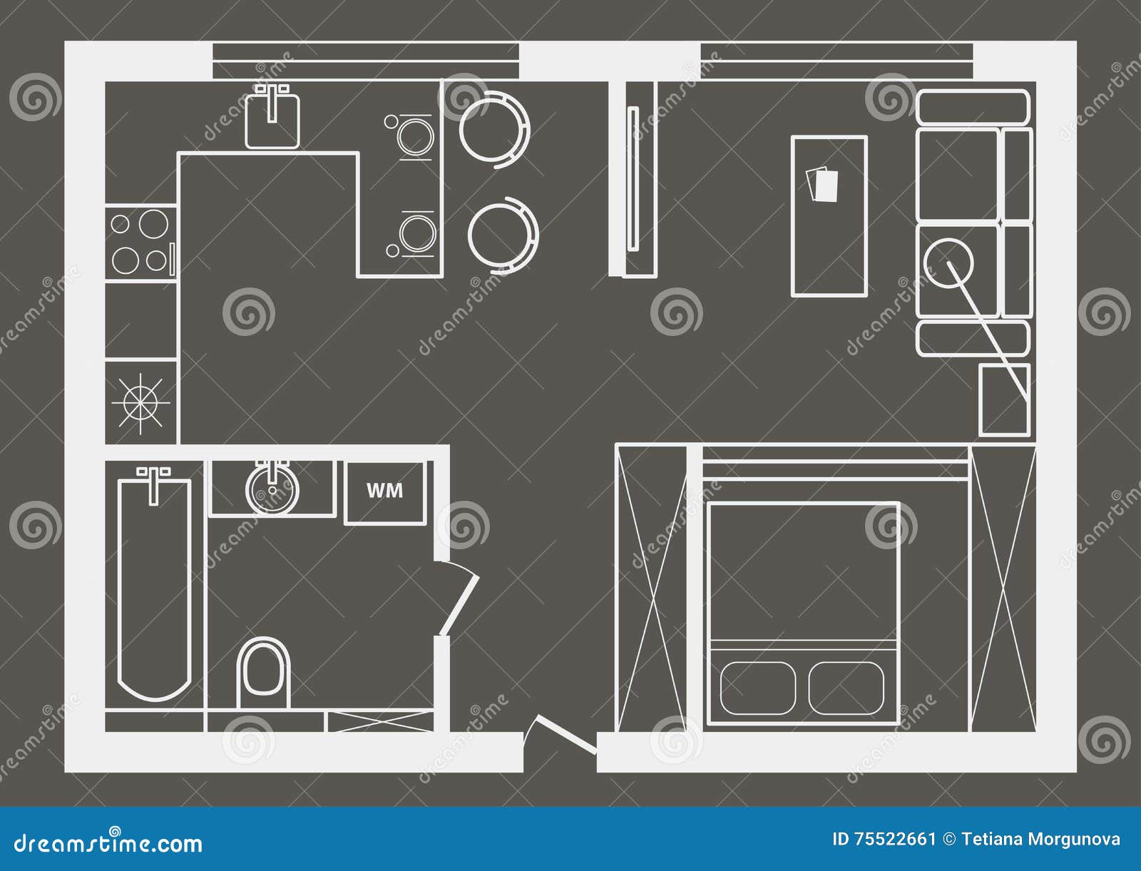 Sketch Plan Studio on Gray Background Stock Vector - Illustration of ...