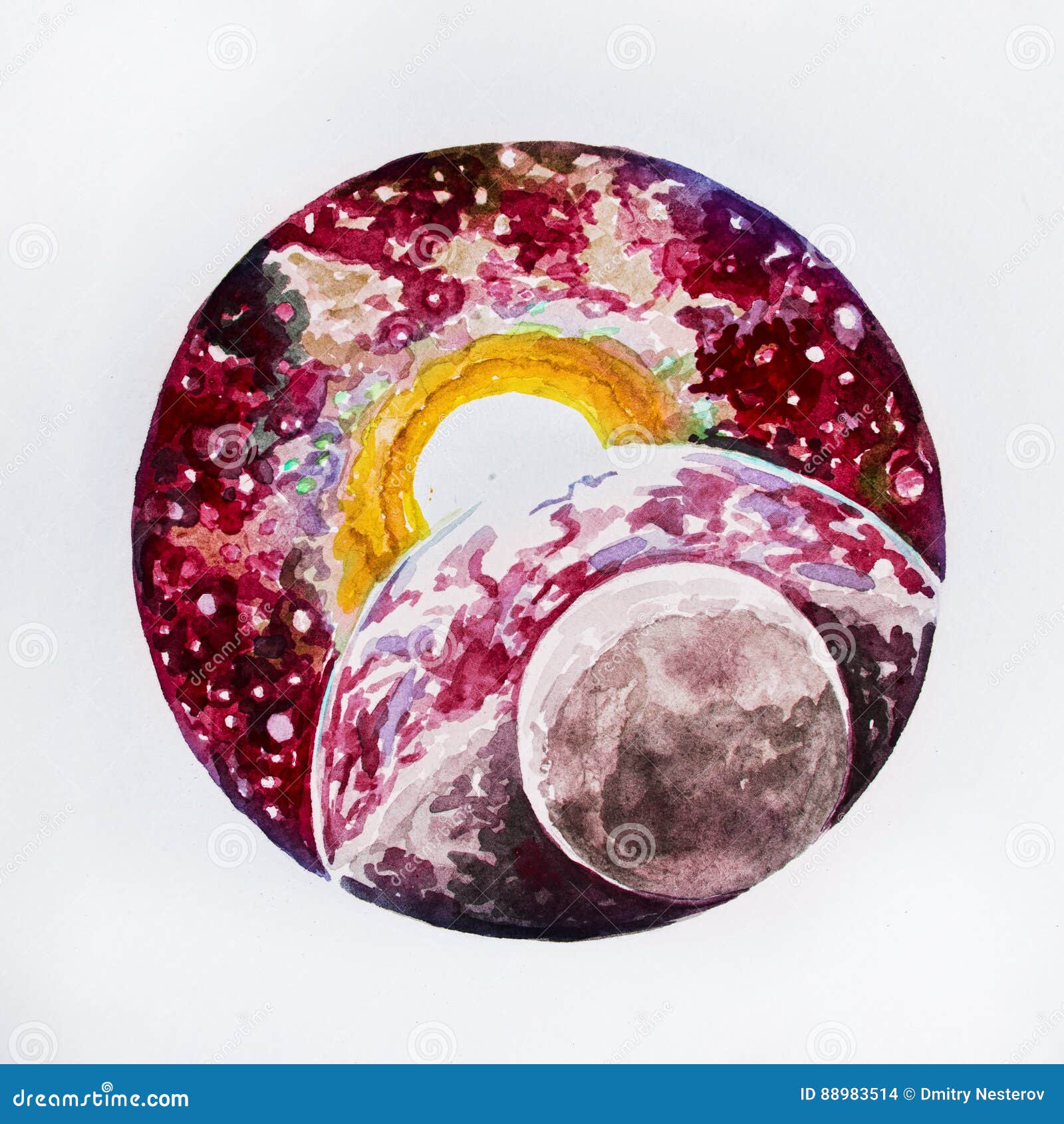 Sketch Planet Earth and Sun on a White Background. Stock Illustration ...