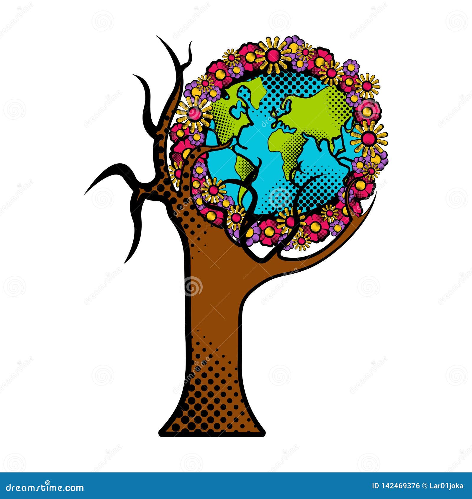 Sketch of Planet Earth on a Tree Stock Vector - Illustration of world ...