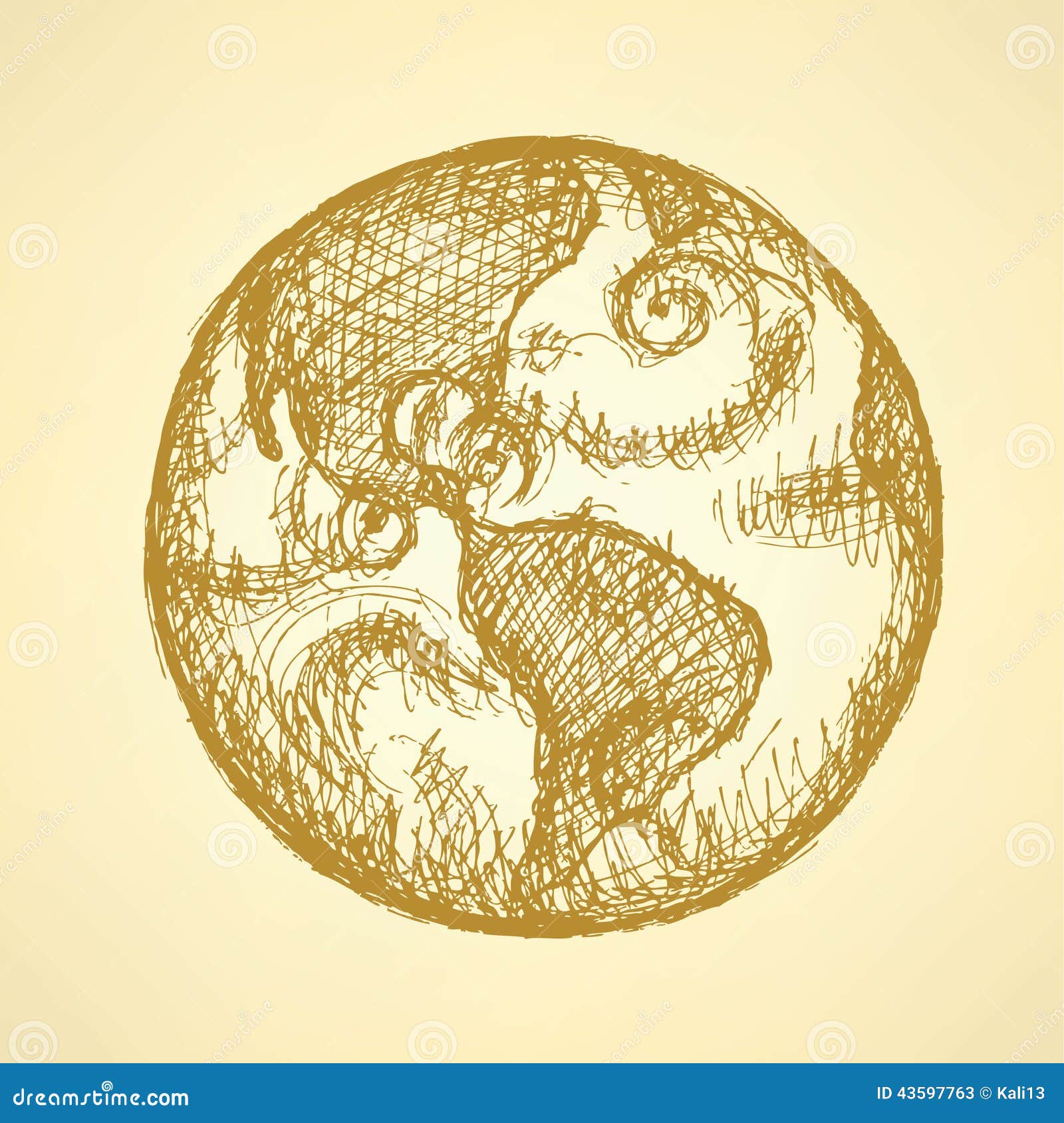 Sketch Planet Earth in Vintage Style Stock Vector - Illustration of ...