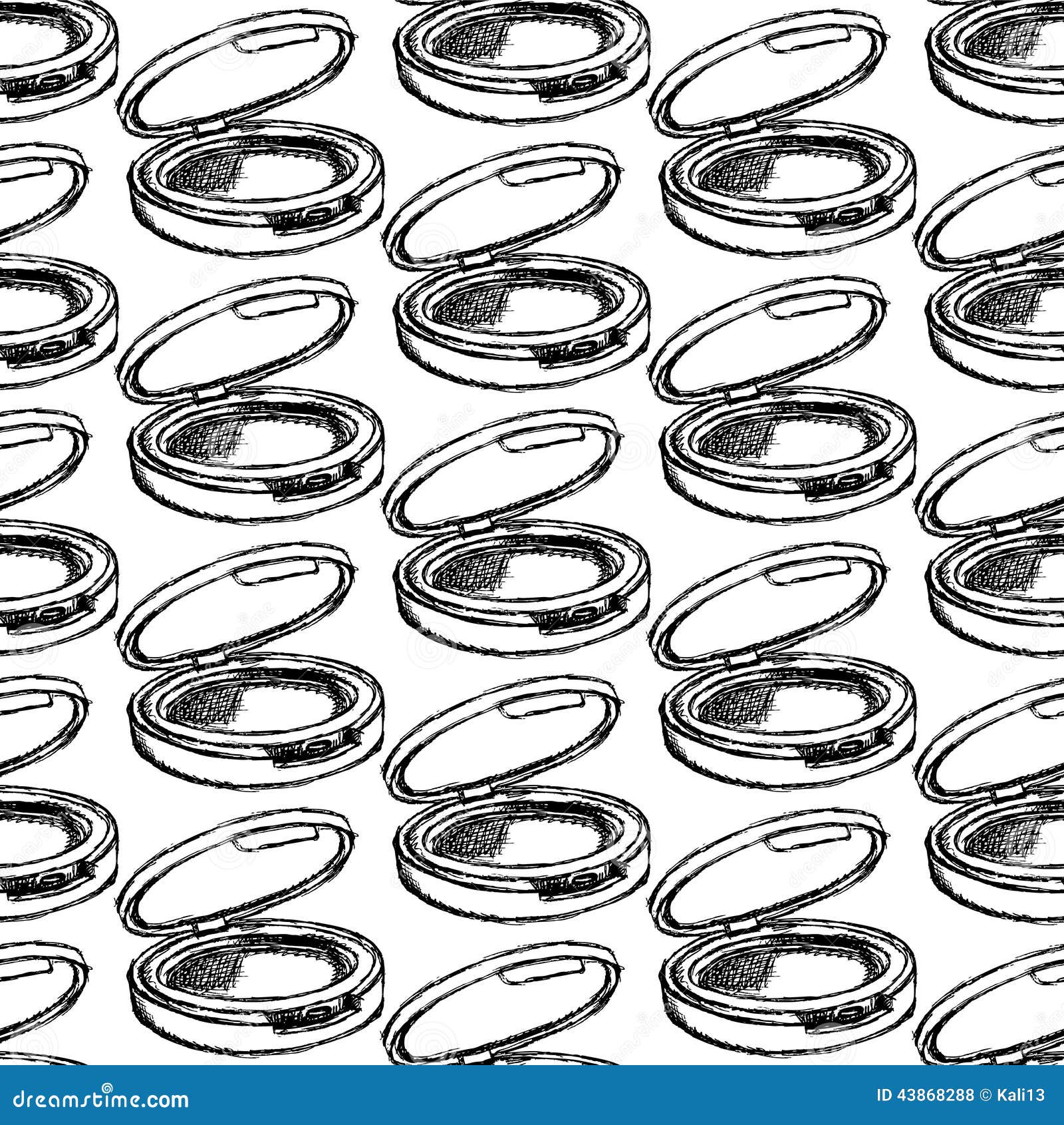 Sketch Powder Compact in Vintage Style Stock Vector - Illustration of ...