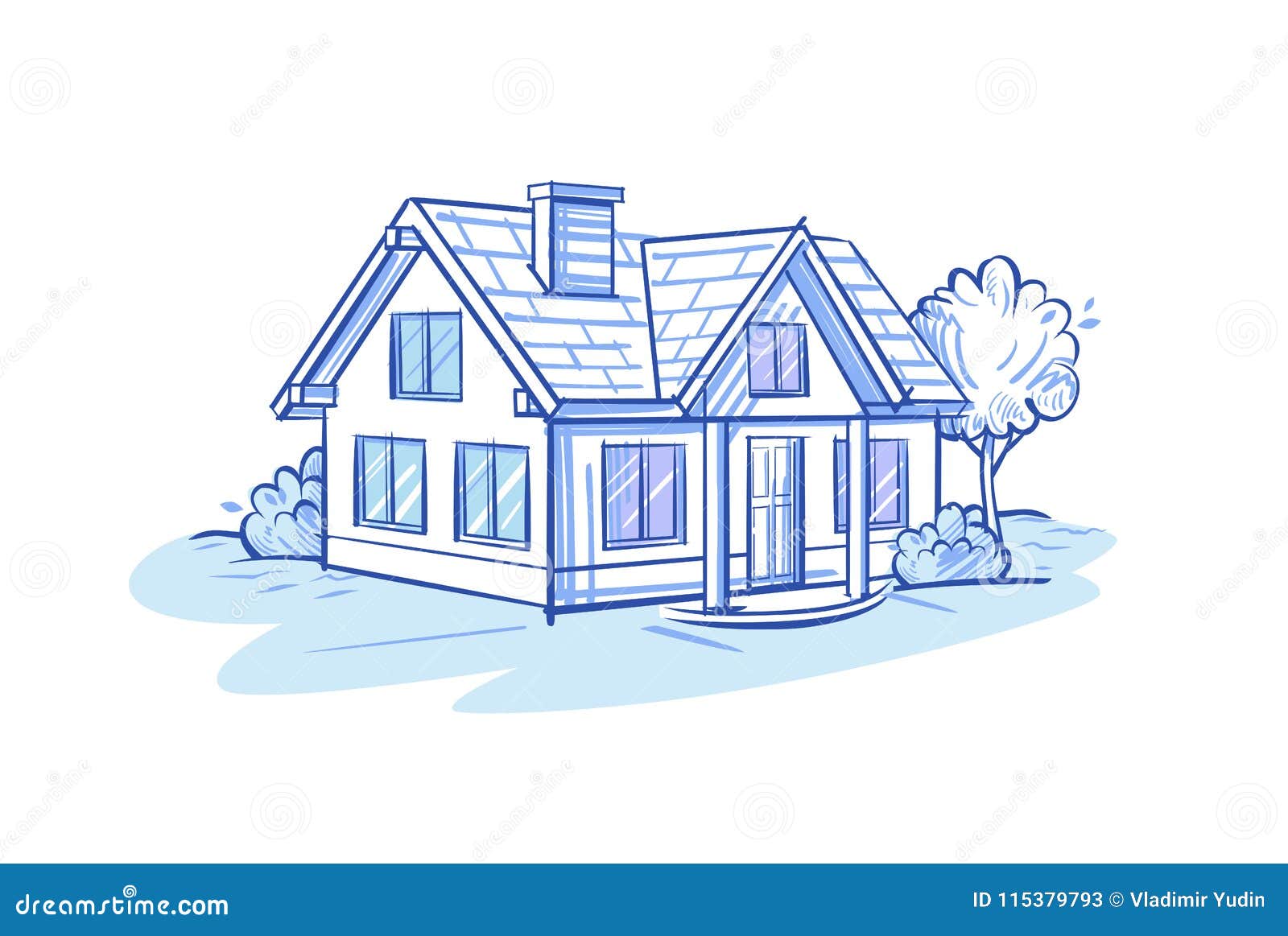 Sketch of a private house. stock vector. Illustration of conceptual ...