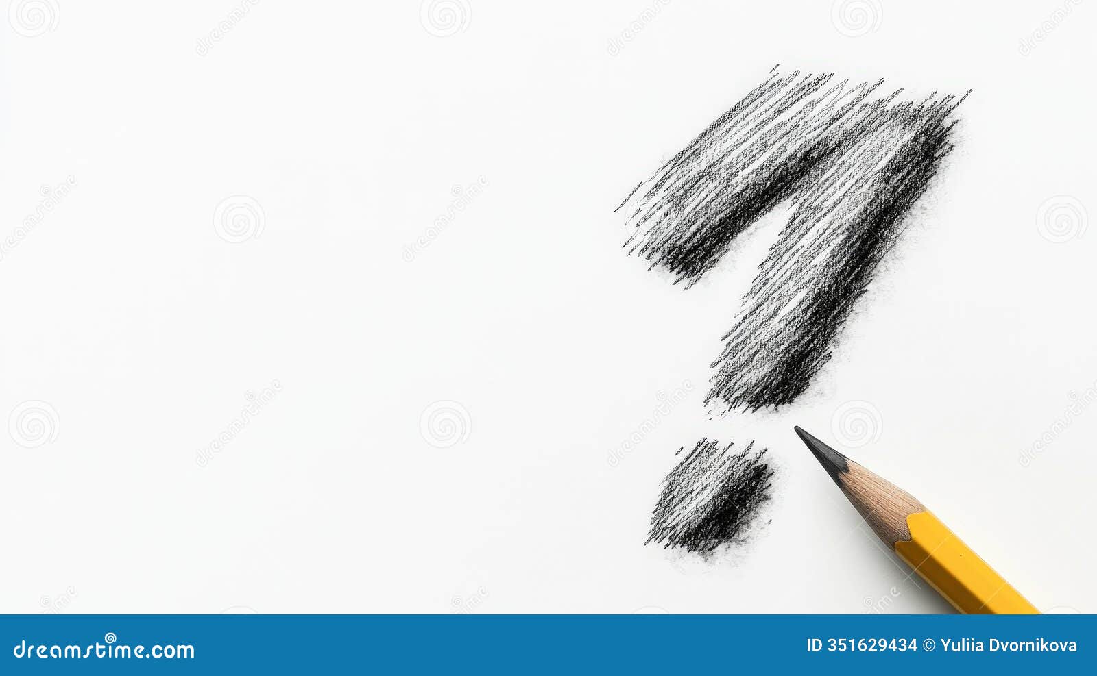 Sketch of Question Mark Drawn with Yellow Pencil on White Background ...
