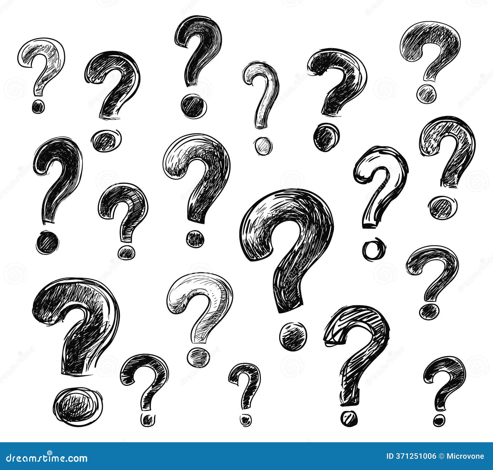 Sketch Question Marks. Isolated Question Signs Doodle Drawing. Scribble ...