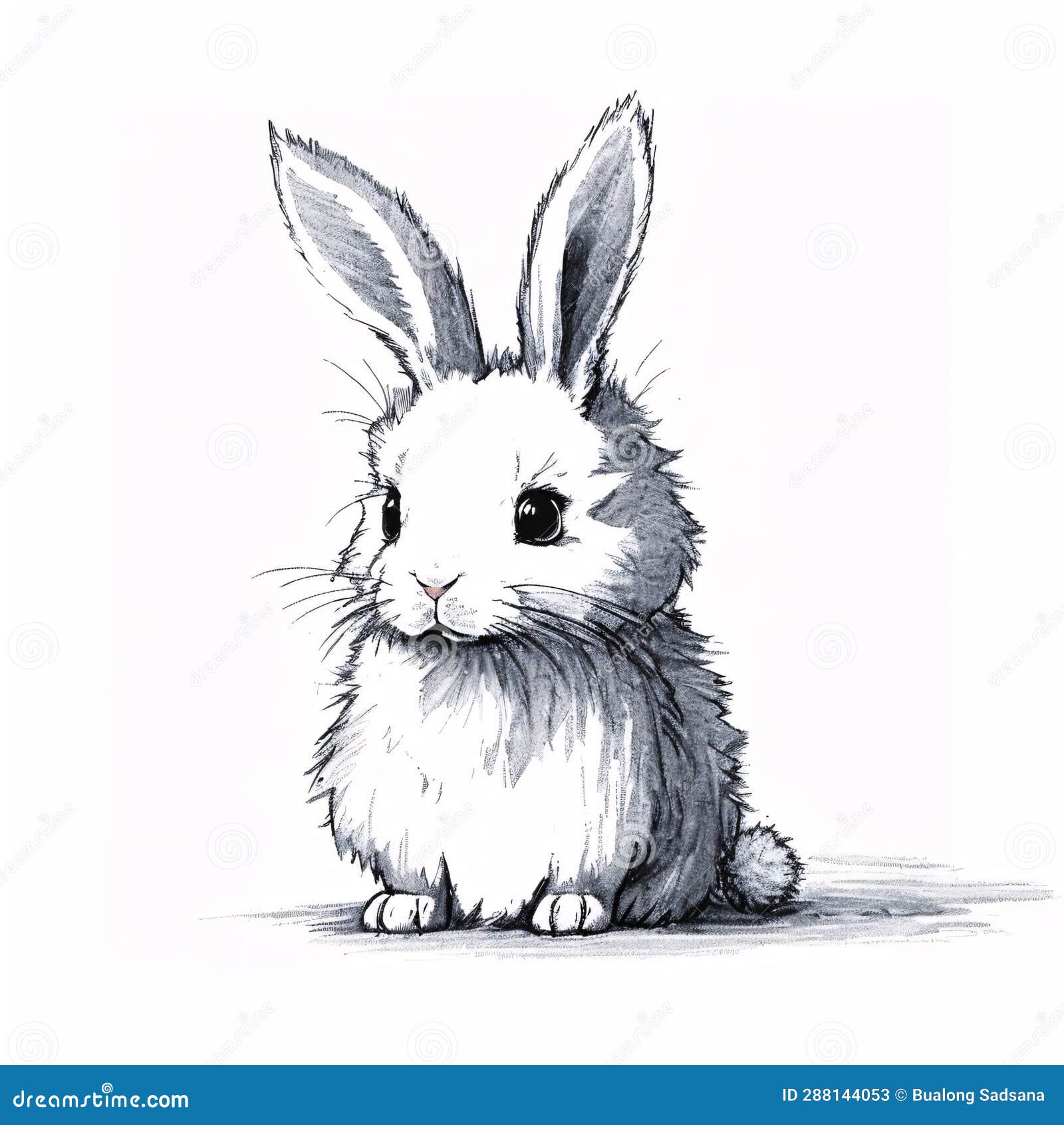 Sketch of a Rabbit is Isolated on a White Background. Stock ...