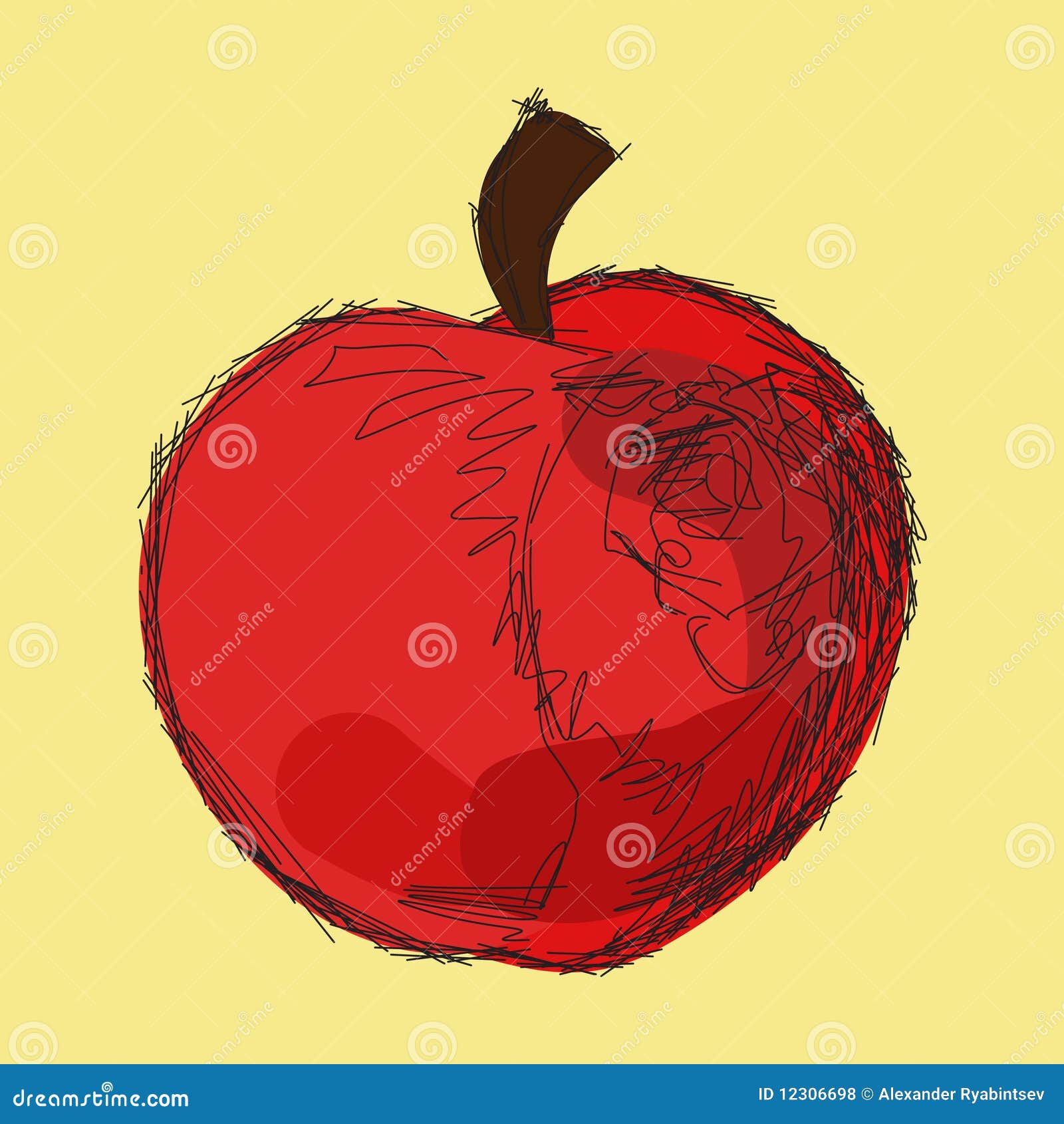 Sketch of red apple stock vector. Illustration of fruit - 12306698