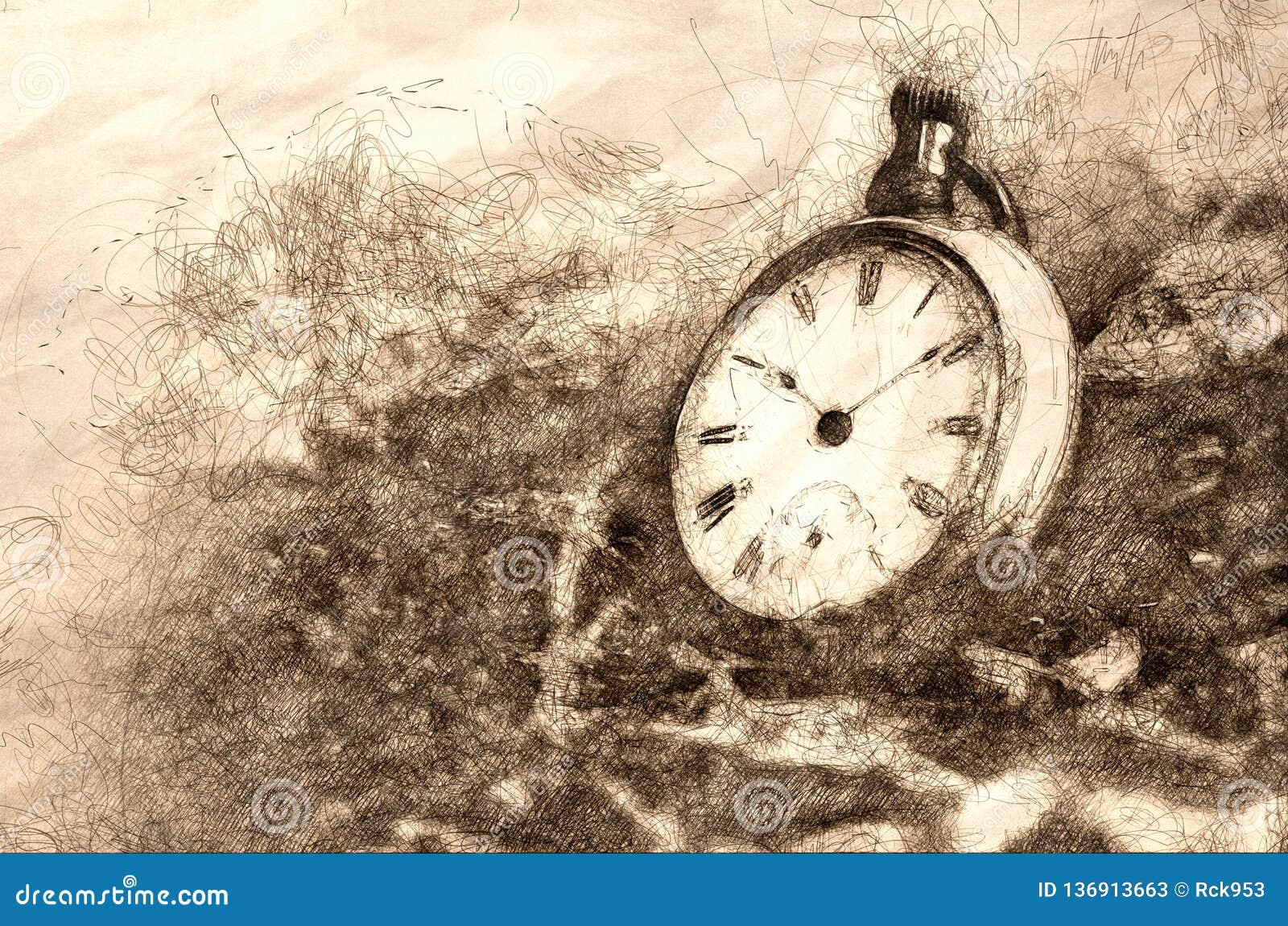 Sketch Of The Relentless And Unstoppable Passage Of Time Royalty-Free ...