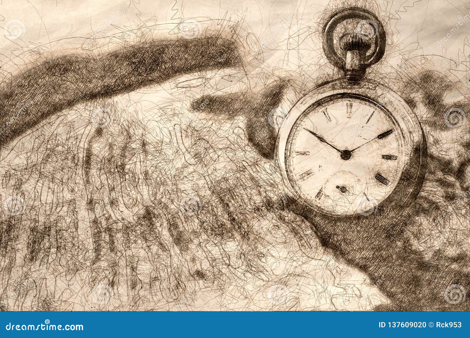 Sketch of the Relentless and Unstoppable Passage of Time Stock ...