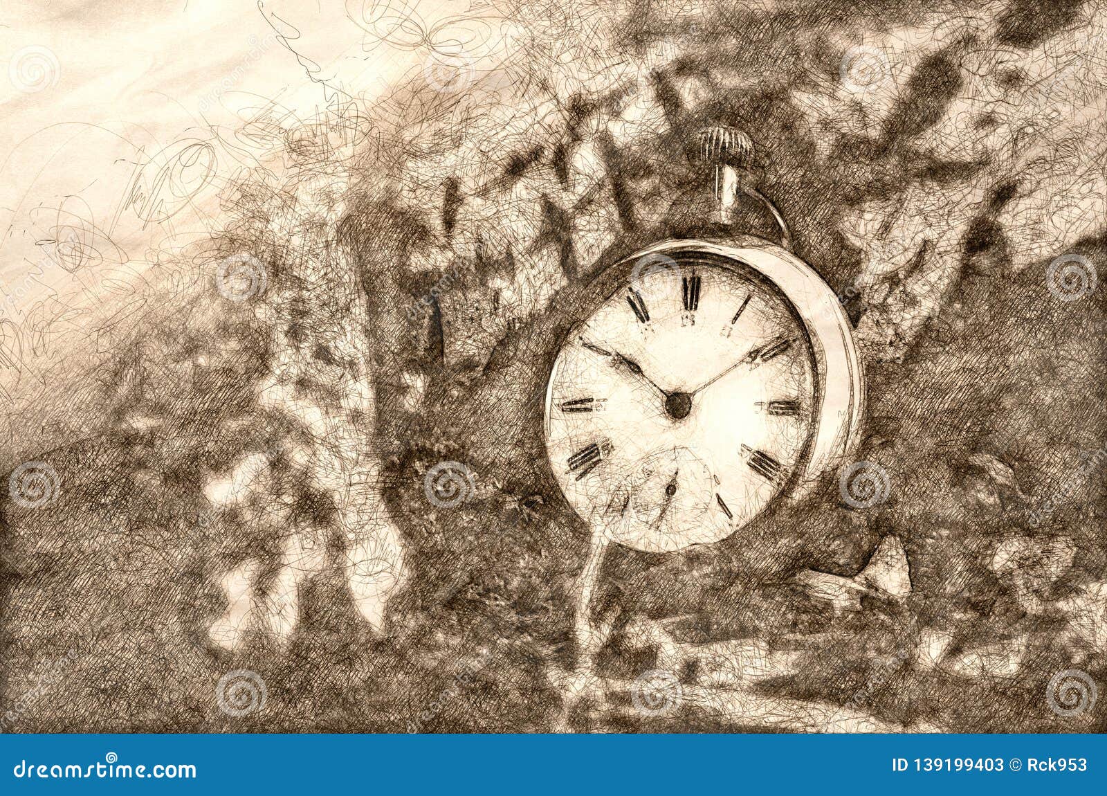 Sketch Of The Relentless And Unstoppable Passage Of Time Royalty-Free ...