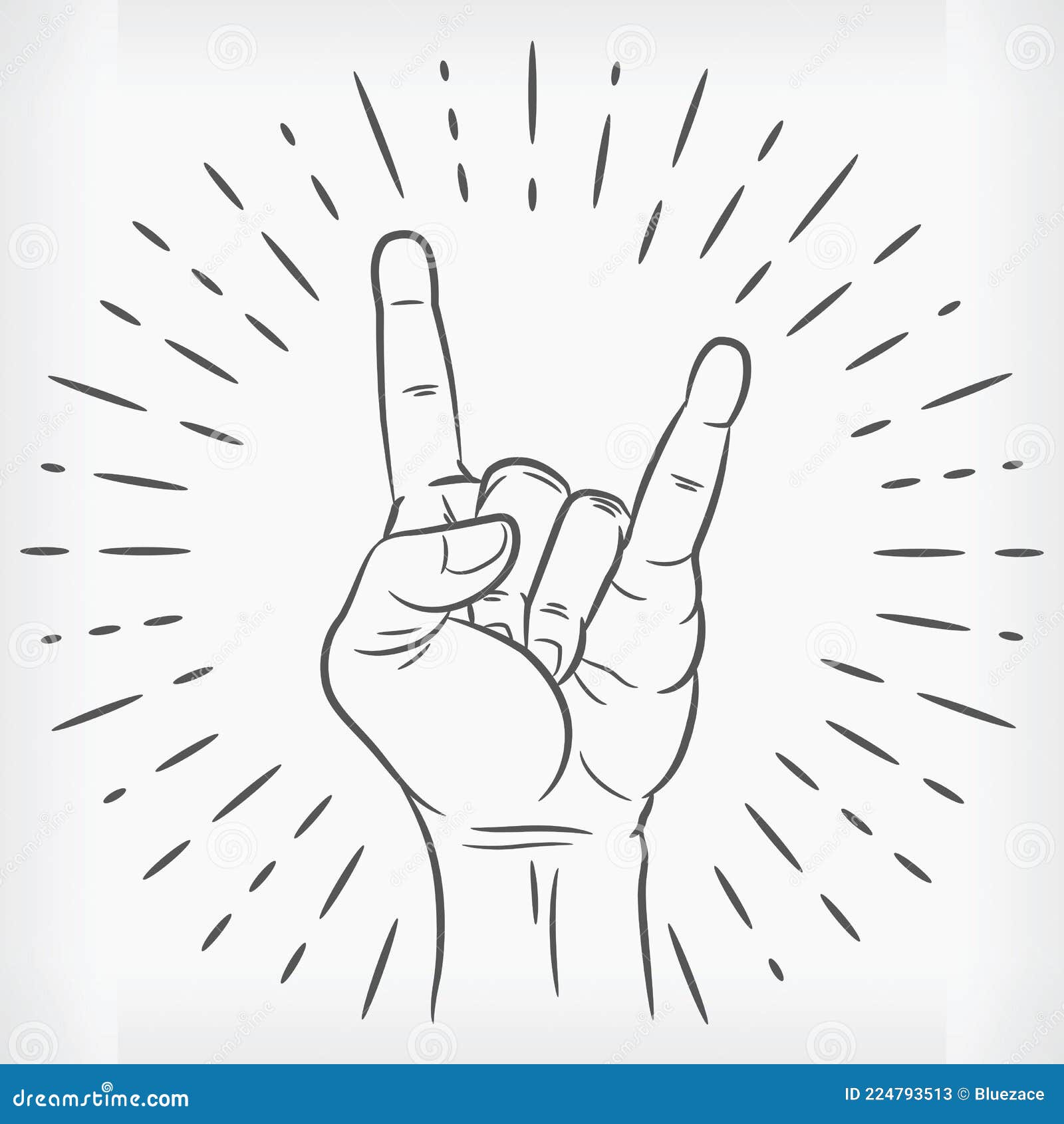 Sketch Rock N Roll Hand Outline Doodle Symbol Vector Drawing Stock ...