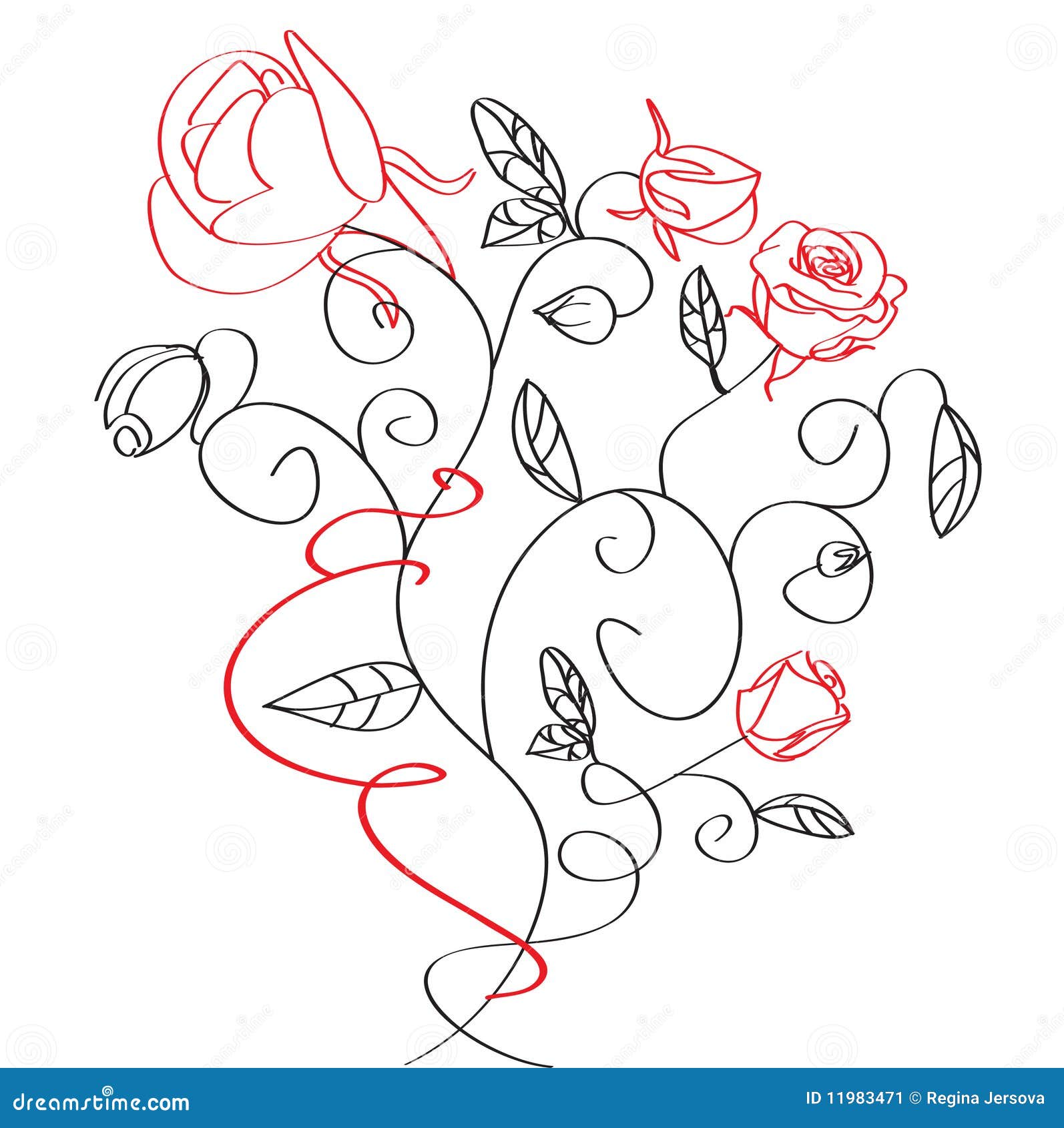 Sketch with rose stock vector. Illustration of summer - 11983471