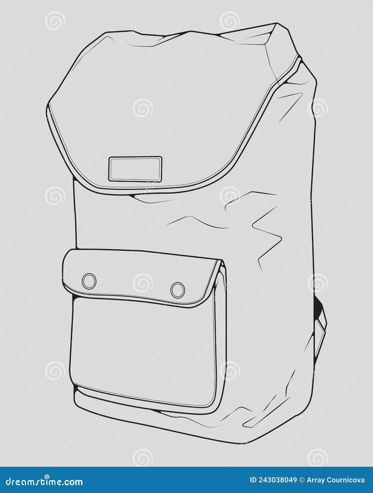 Sketch of a Rucksack. Backpack Isolated on White Background. Vector ...