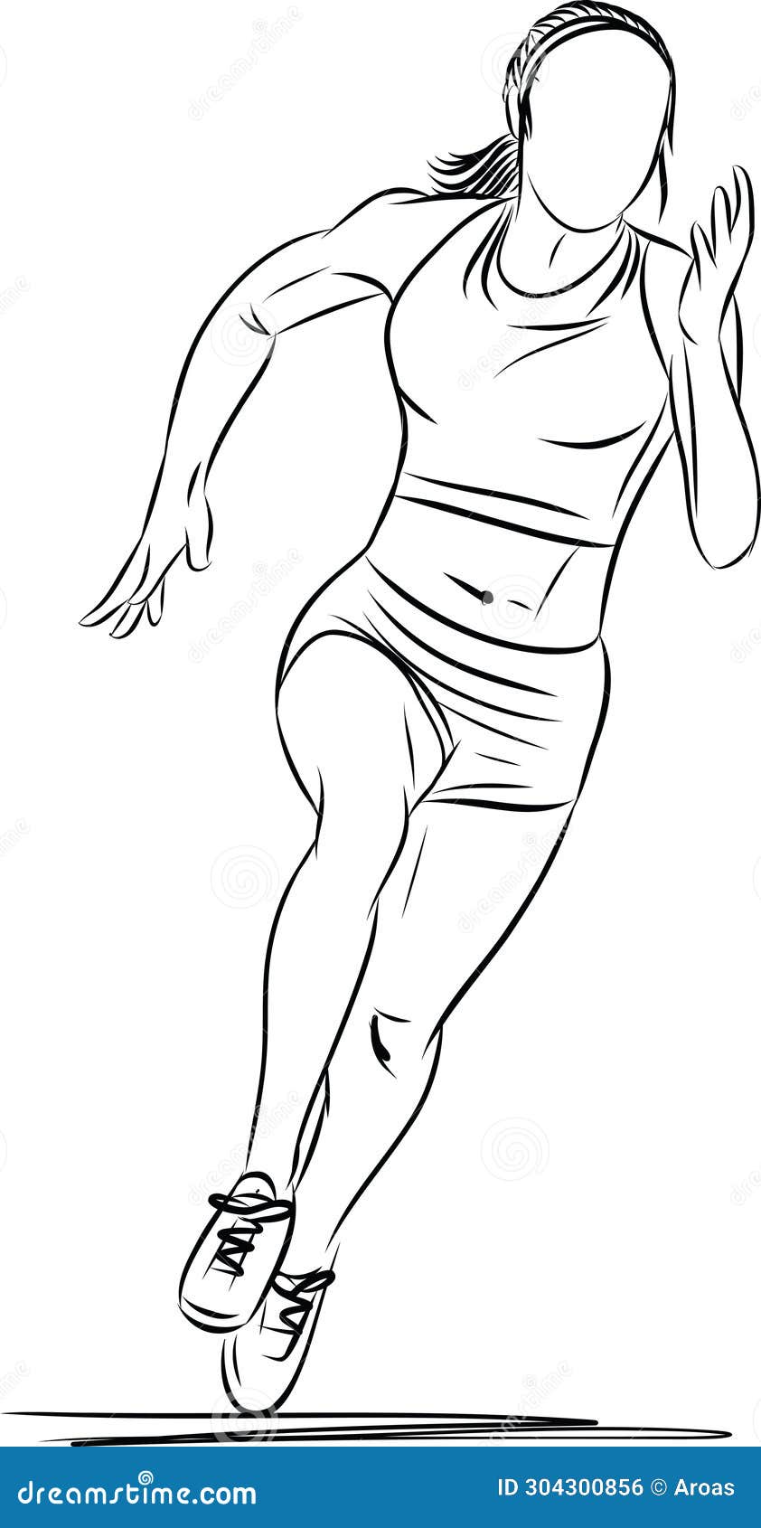 Sketch of Running Young Woman Stock Illustration - Illustration of ...