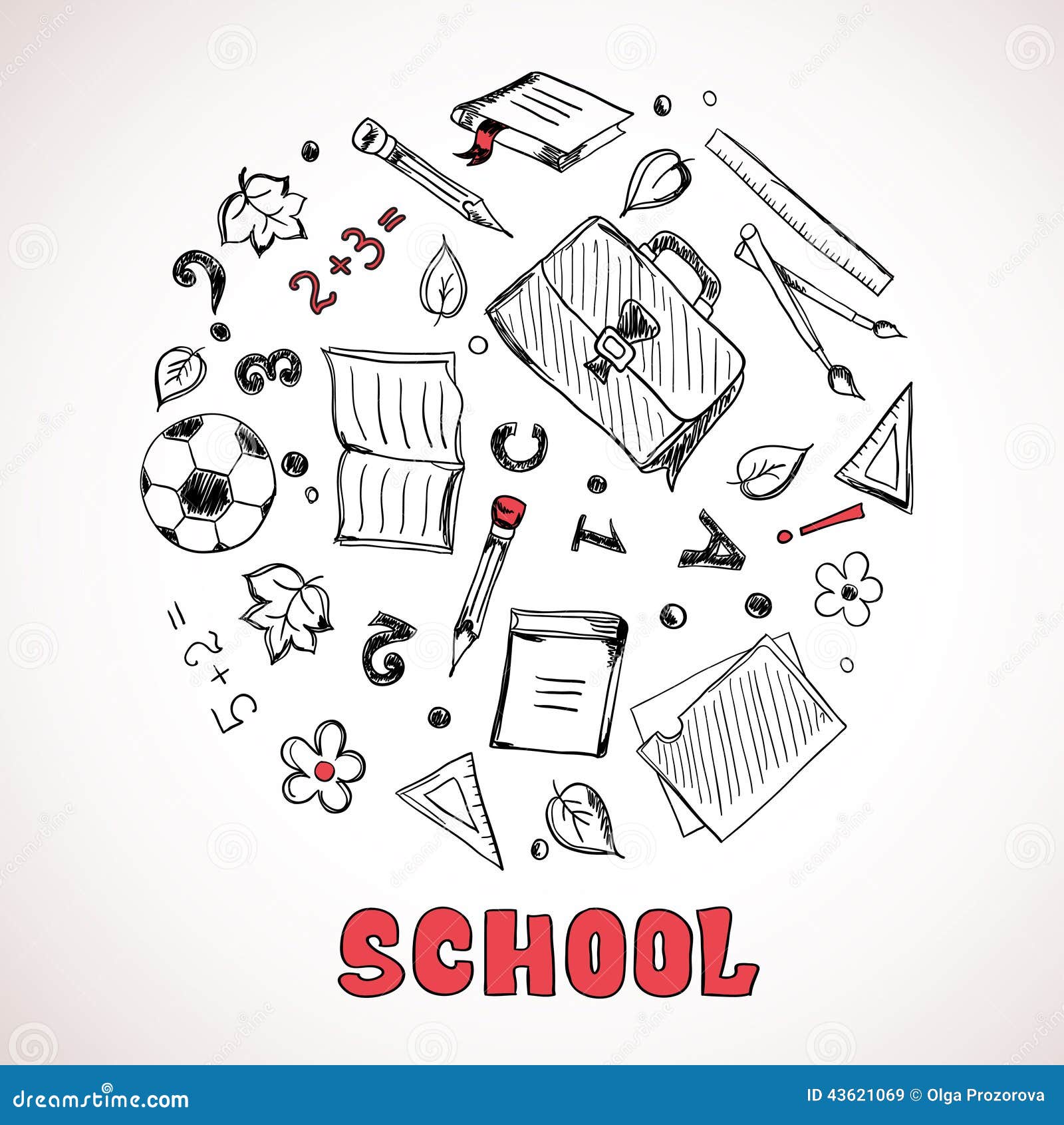 Sketch of school elements stock vector. Illustration of icon - 43621069