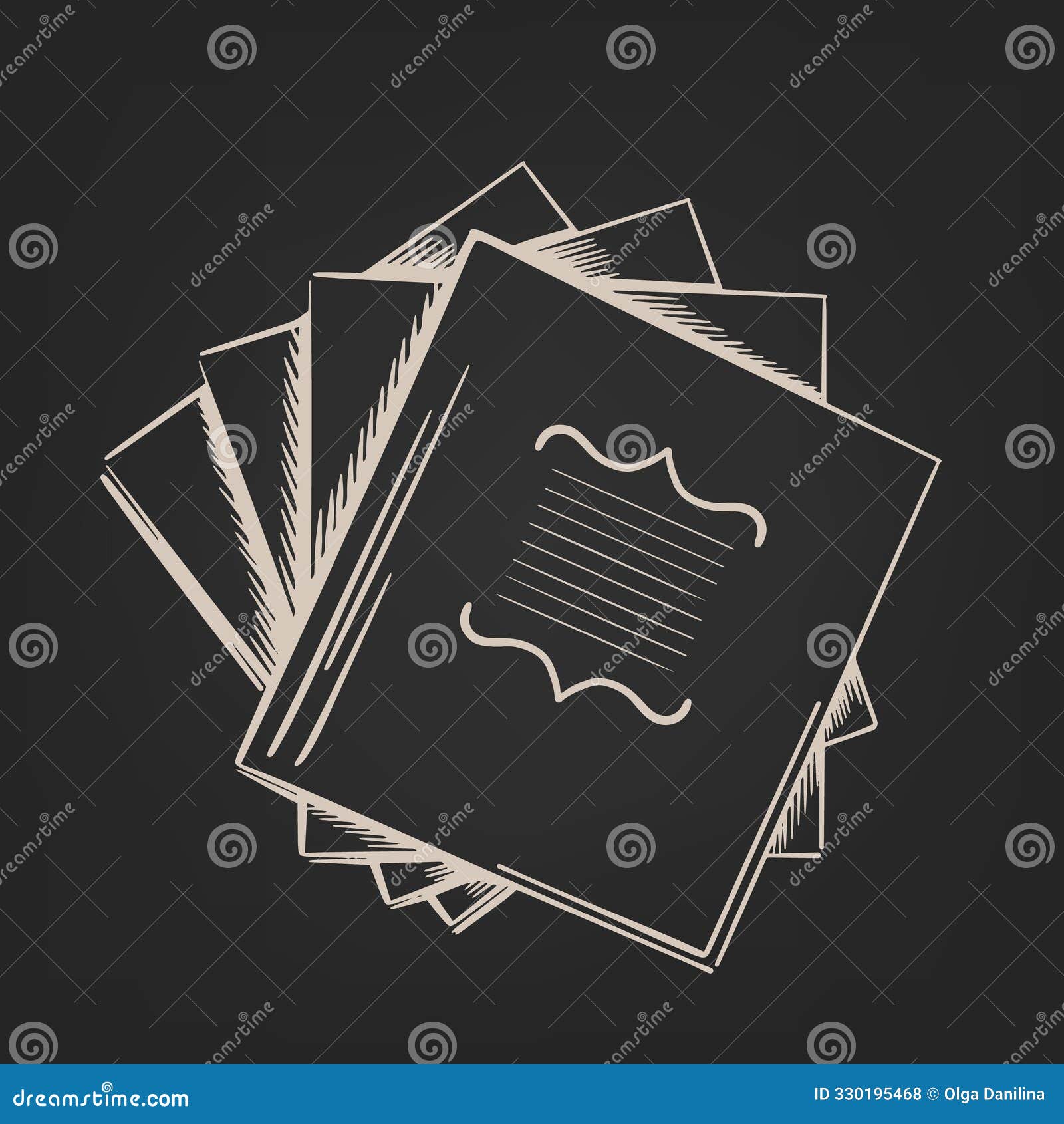 Sketch Stack of Notebooks Drawn on a Dark Background Vector Stock ...