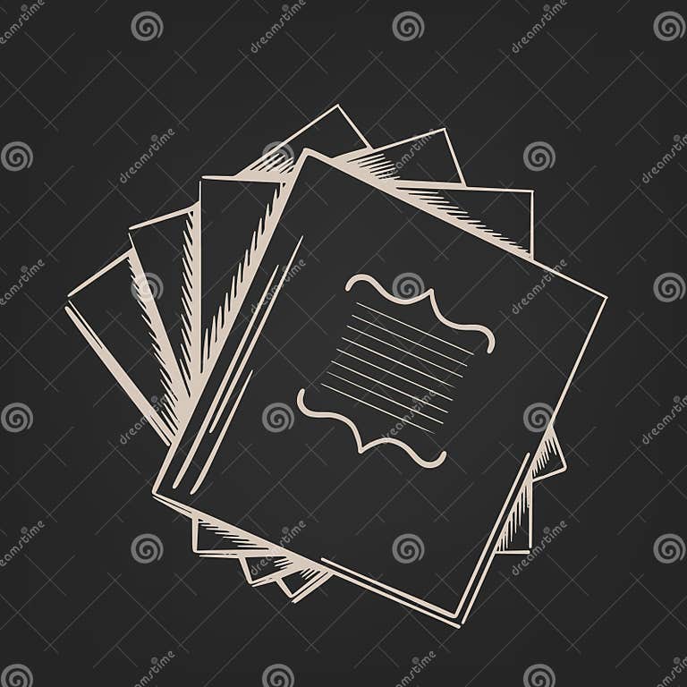Sketch Stack of Notebooks Drawn on a Dark Background Vector Stock ...
