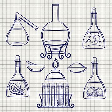 Sketch of Science Lab Equipment Stock Vector - Illustration of ...