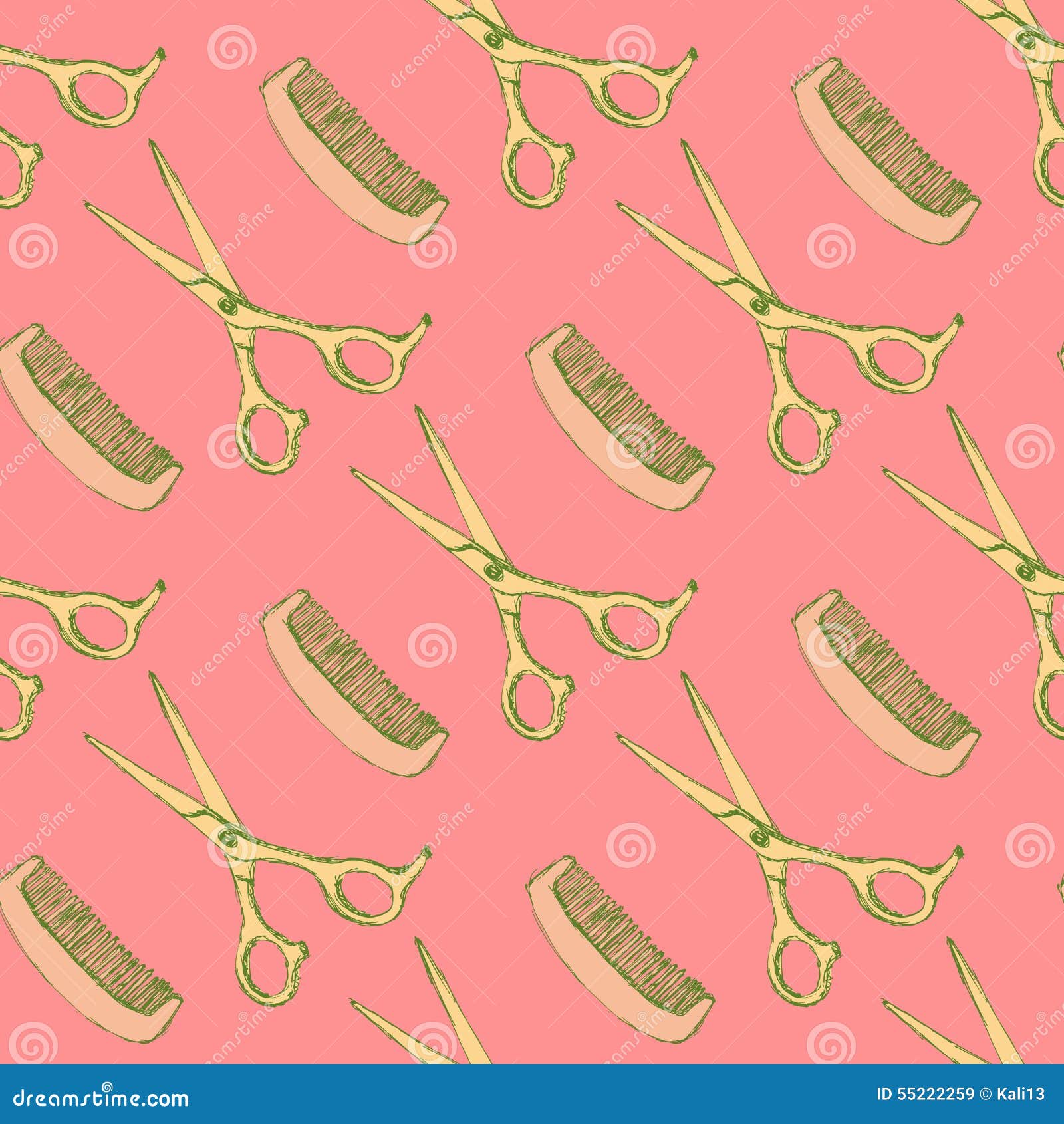 Sketch Scissors and Comb in Vintage Style Stock Vector - Illustration ...