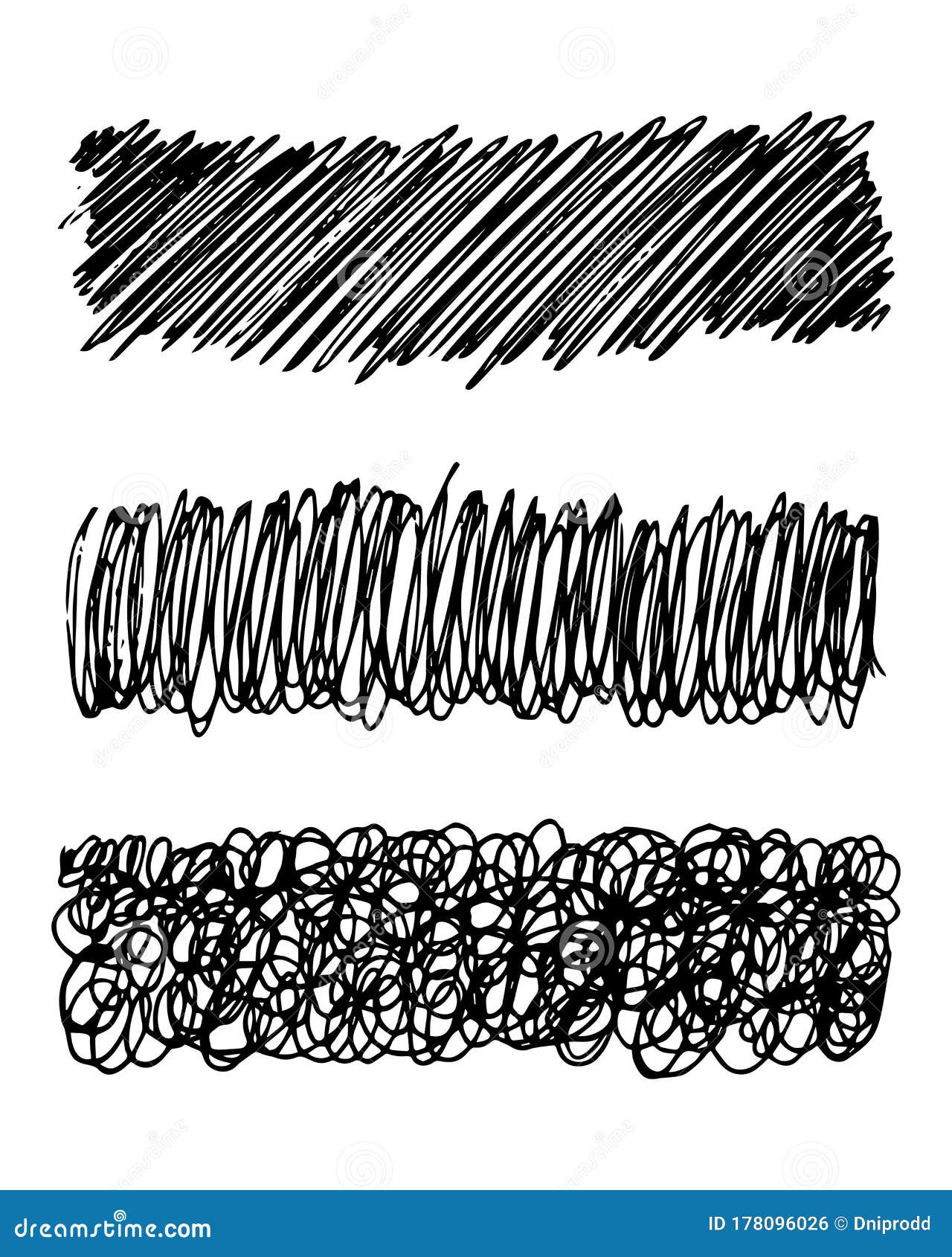 Sketch Scribble Smear. Set of Three Black Pencil Smears in the Shape of ...
