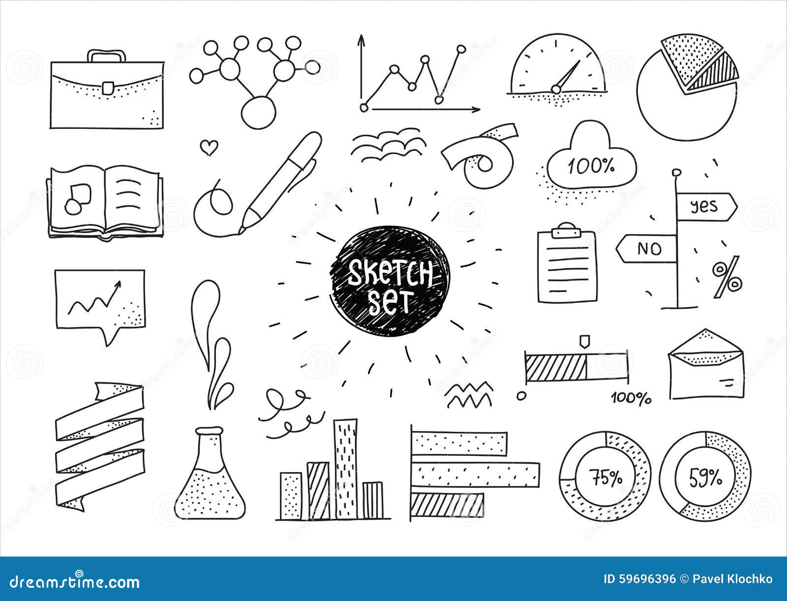 Sketch Set of Infographic Hand Drawn Elements and Stock Vector ...