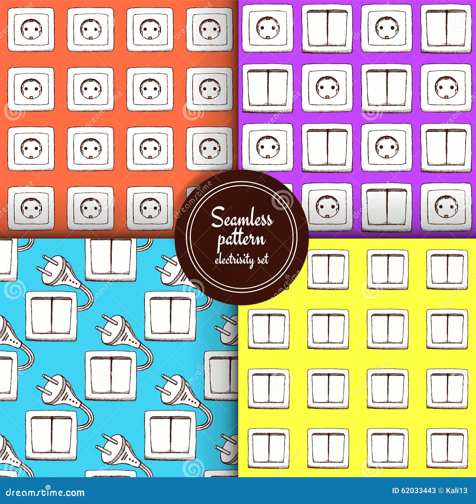 Sketch Set of Seamless Patterns Stock Vector - Illustration of round ...