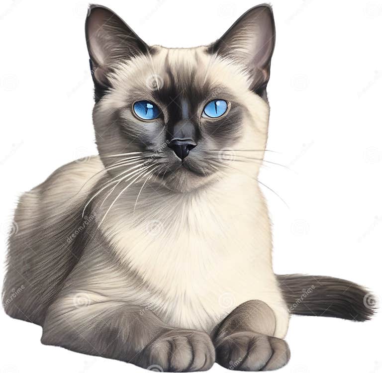 A Sketch of a Siamese Cat. AI-Generated. Stock Illustration ...