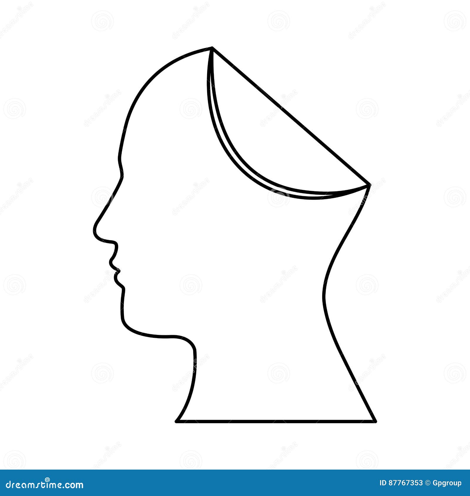 Sketch Silhouette Head Human with Fold Icon Stock Illustration ...