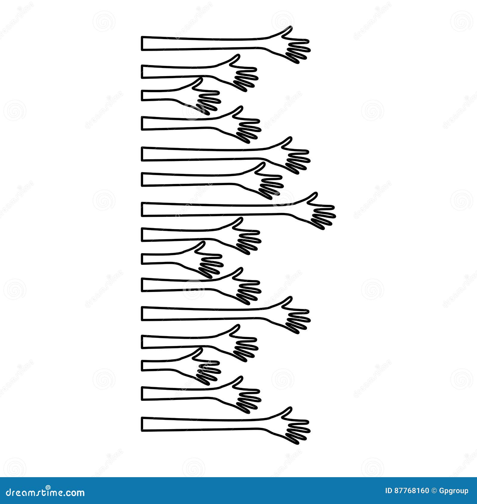 Sketch Silhouette Side View Border Set Hands Raised Icon Stock ...