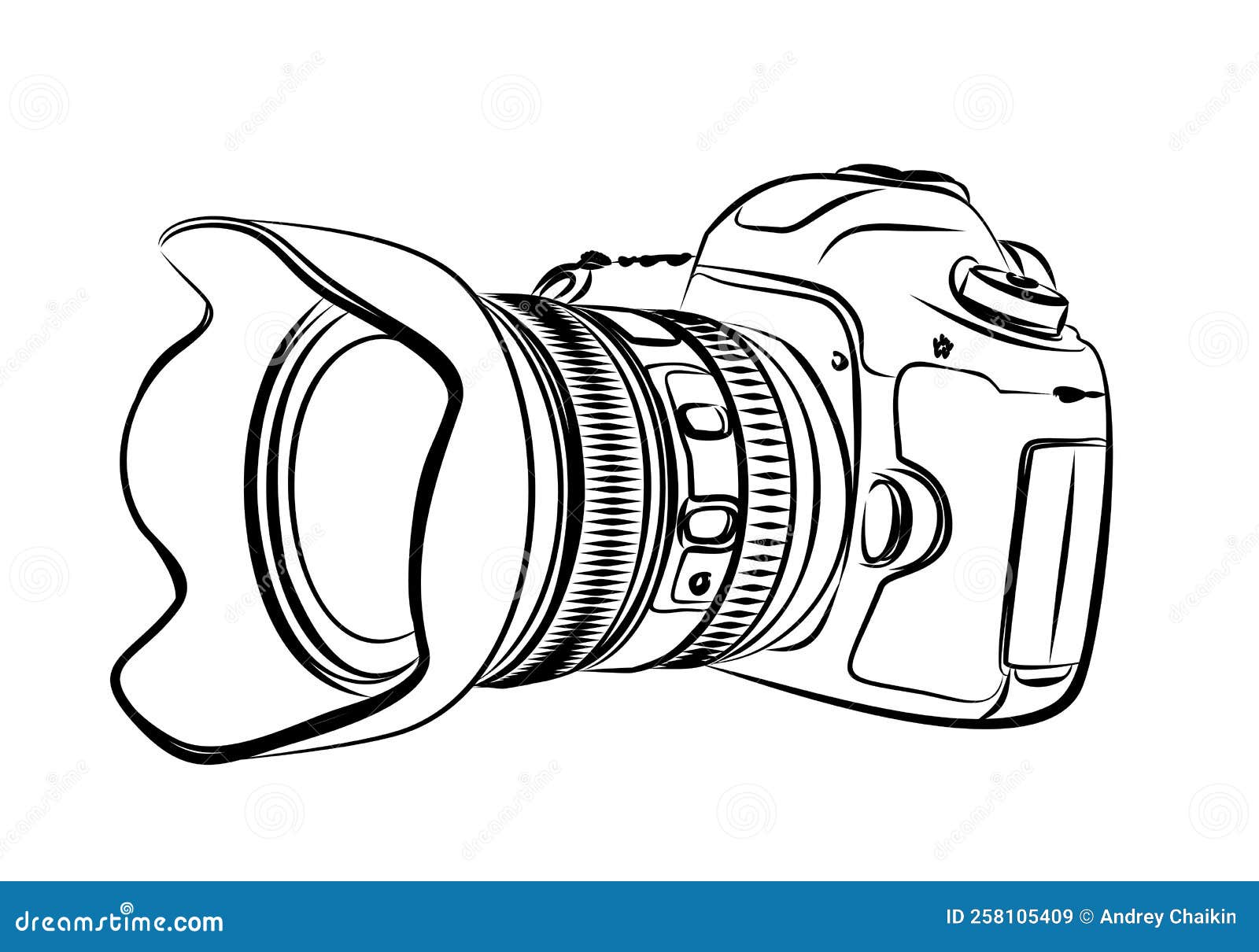 Sketch of SLR camera. stock vector. Illustration of vector - 258105409