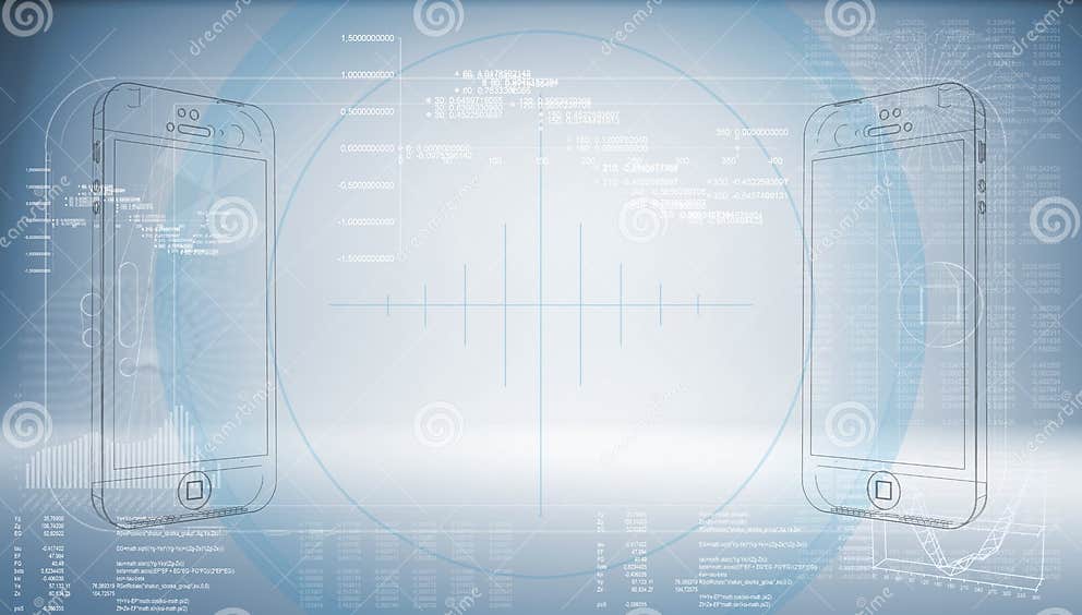 Sketch Smartphone on a High-tech Blue Background Stock Illustration ...