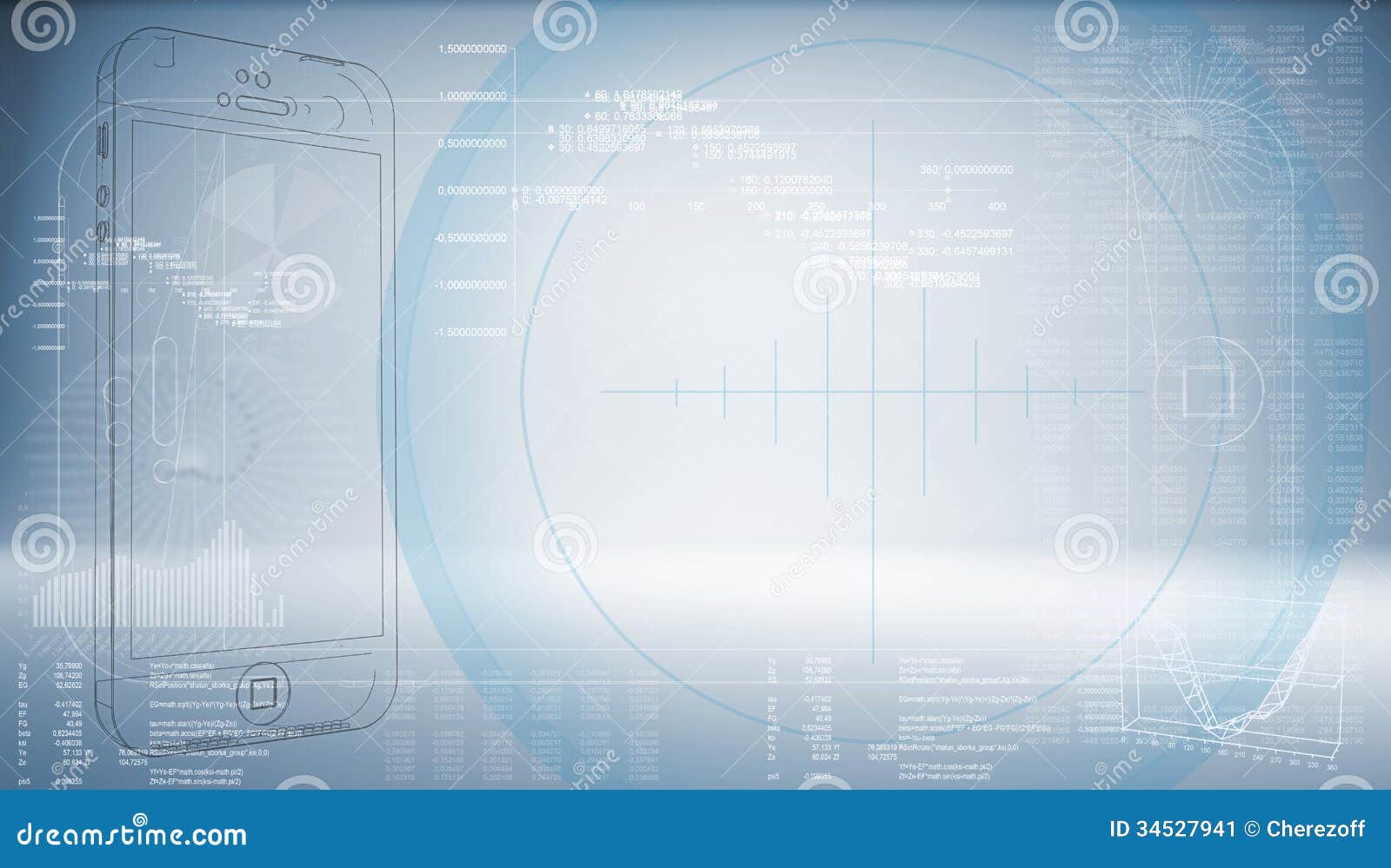 Sketch Smartphone on a High-tech Blue Background Stock Illustration ...