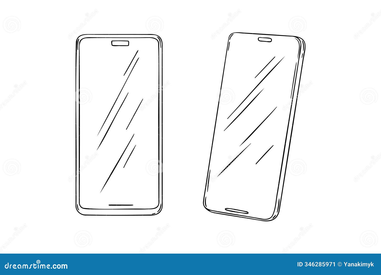 Sketch Smartphone with Touchscreen Display. Doodle Phone Icon Modern ...