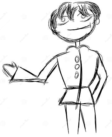 Sketch of a Smiling Boy Isolated Stock Vector - Illustration of black ...