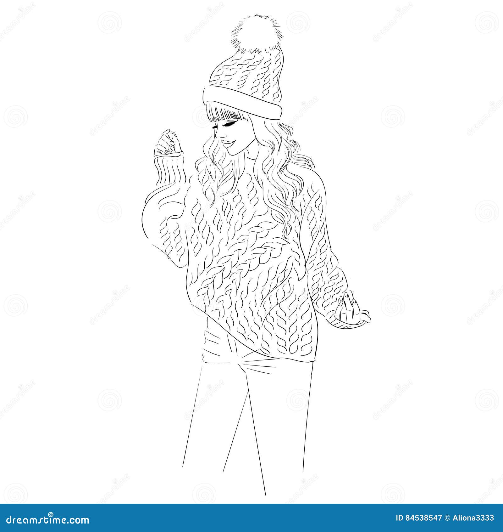 Sketch of smiling girl stock vector. Illustration of teenage - 84538547