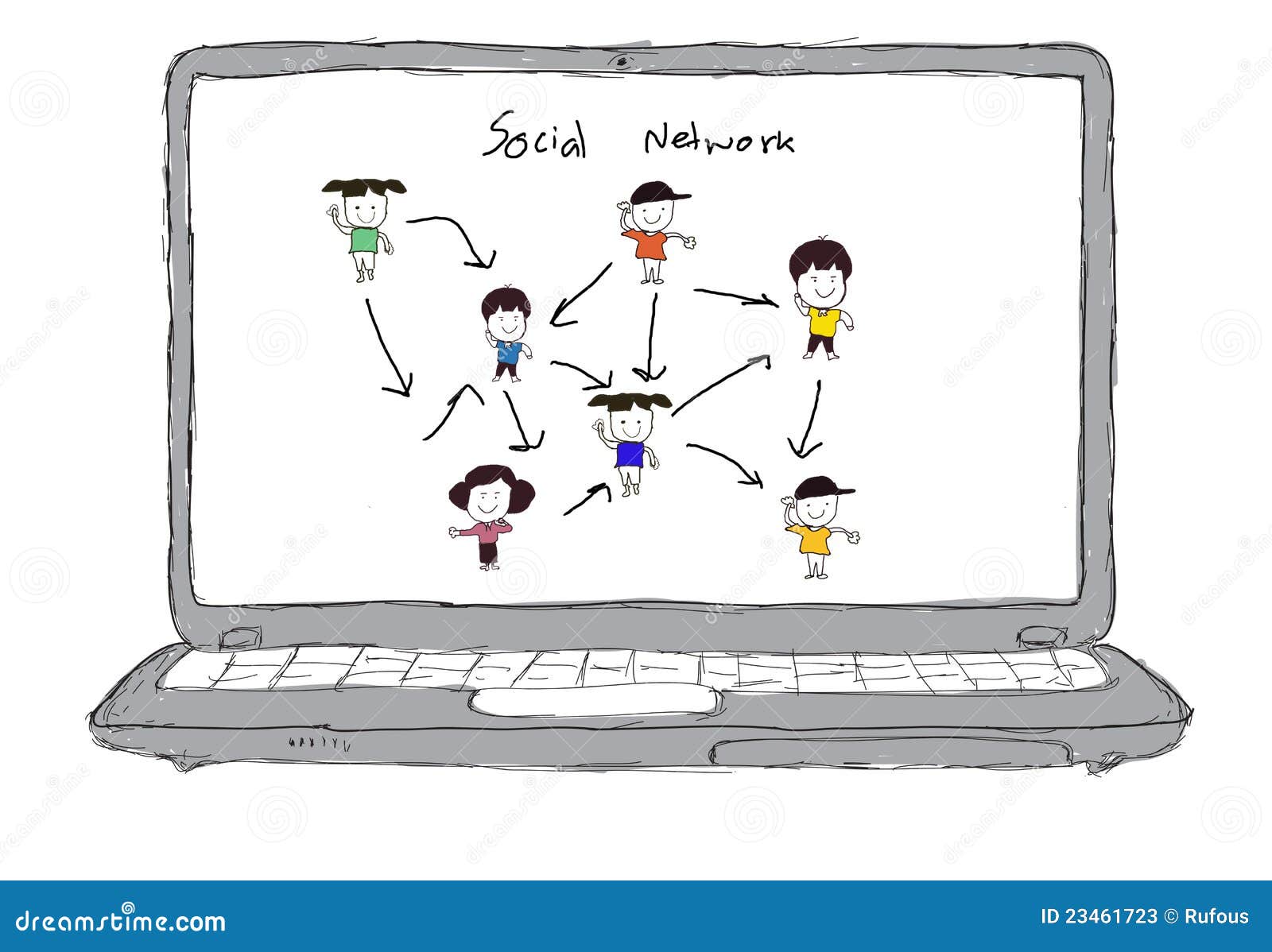 Sketch Social Networking Concept Stock Illustration - Illustration of ...