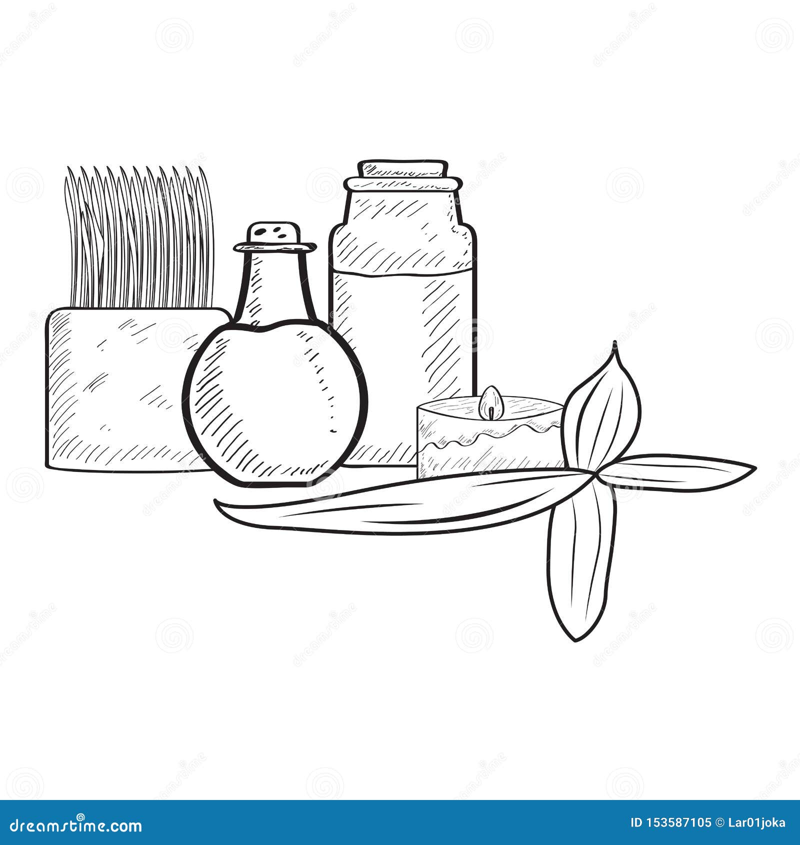 Sketch of spa objects stock vector. Illustration of massage - 153587105