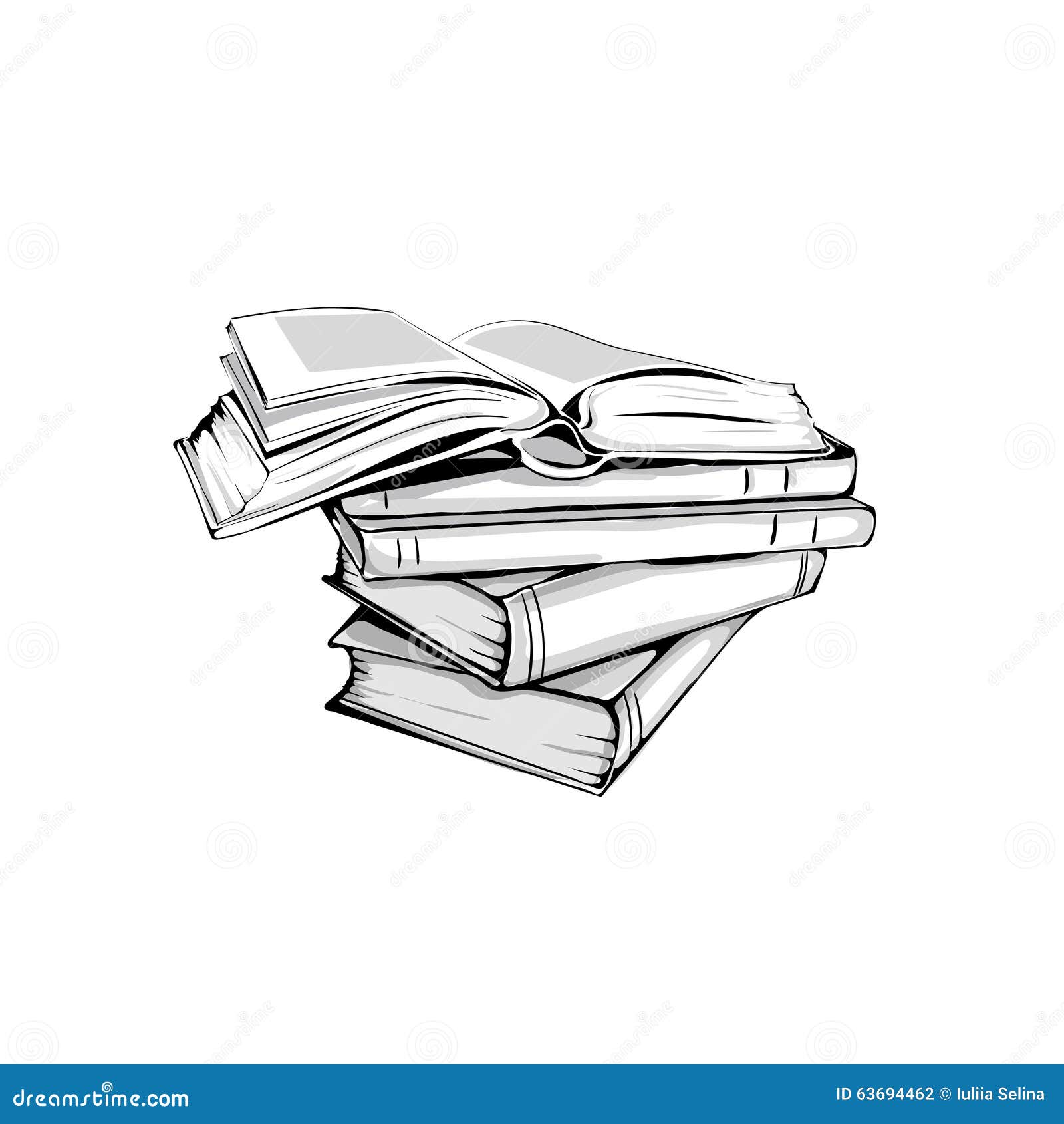 Sketch of a stack books stock vector. Illustration of knowledge - 63694462