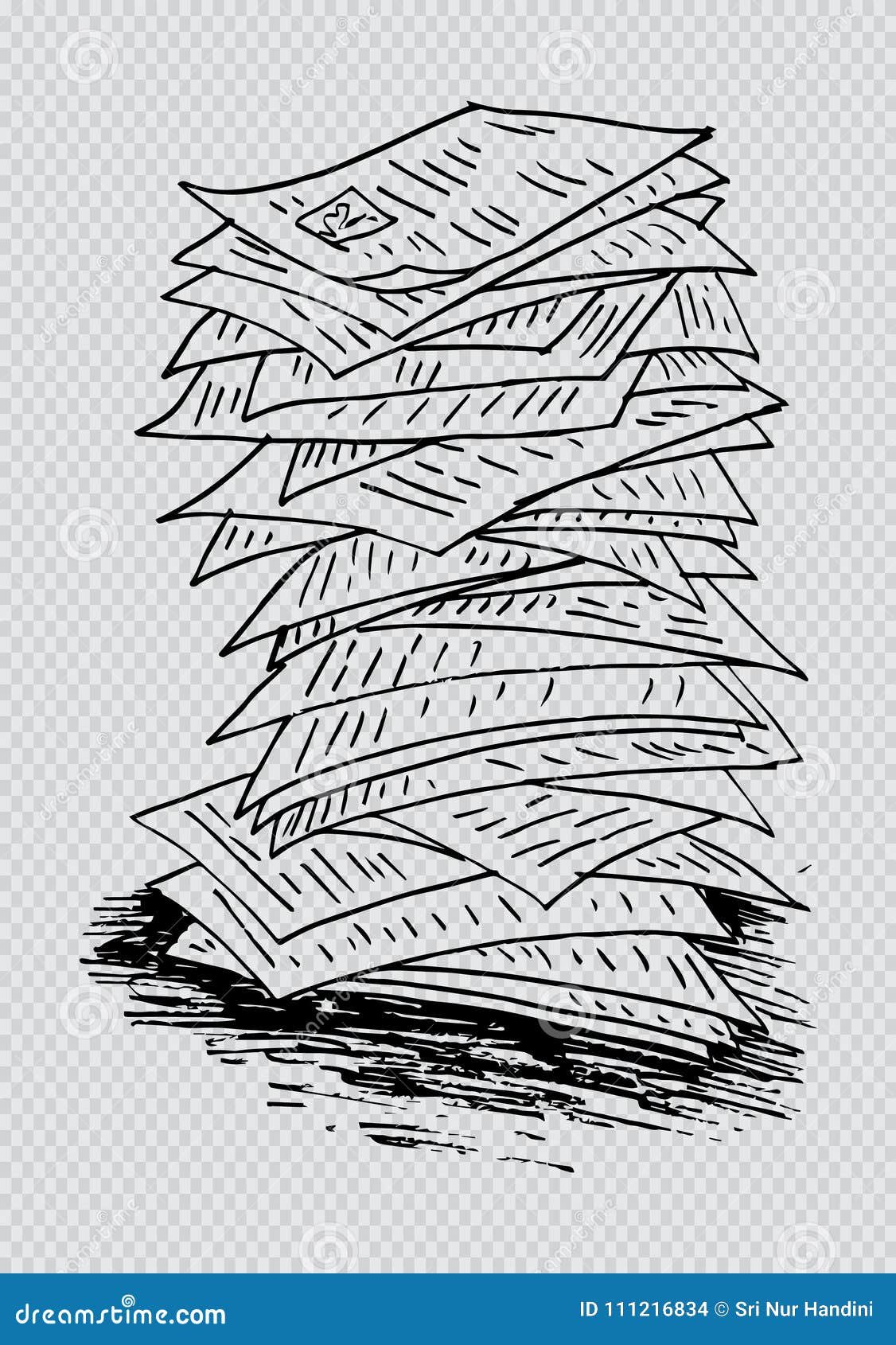 Sketch of Stack of Work Papers Stock Illustration - Illustration of ...