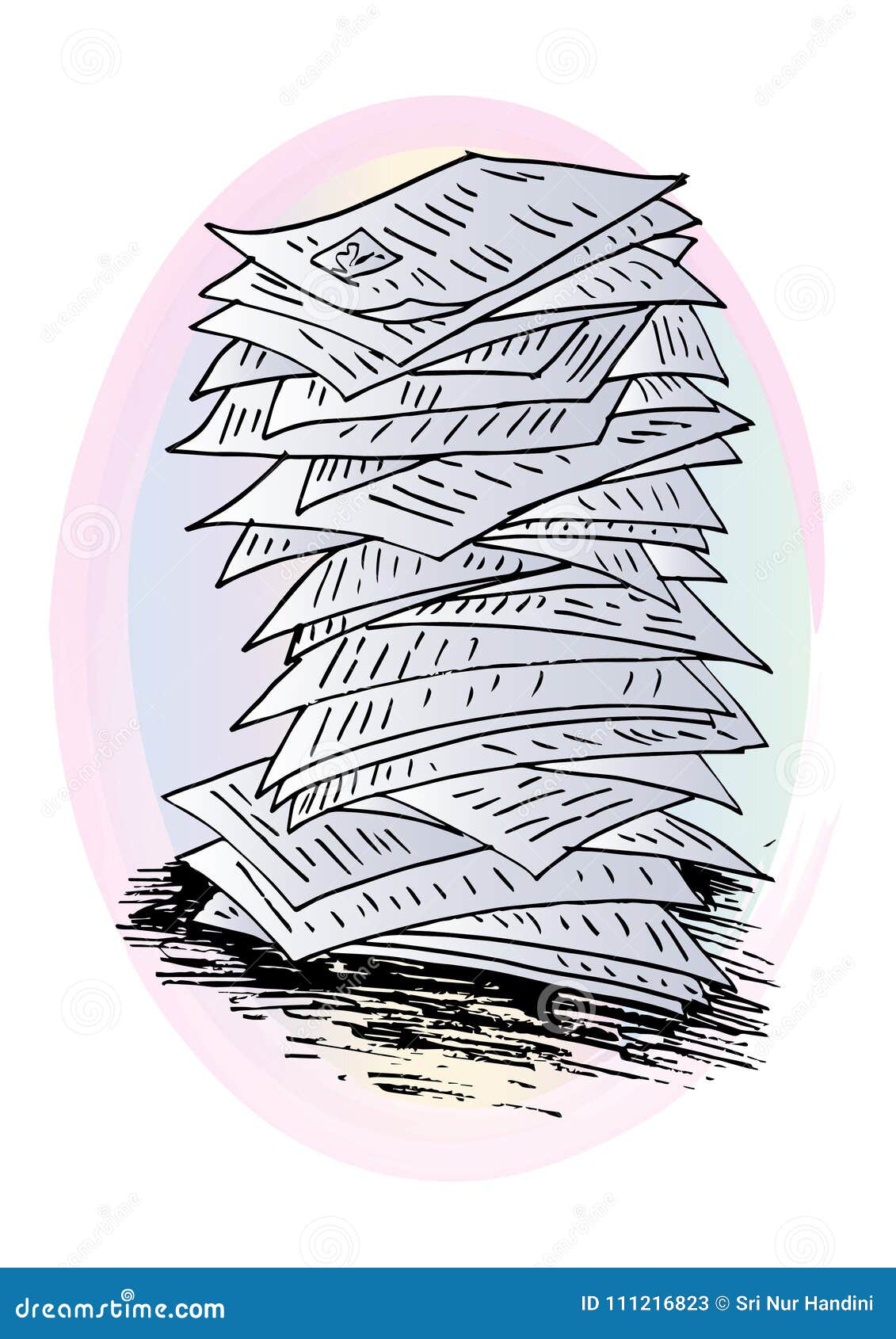 Sketch of Stack of Work Papers Stock Illustration - Illustration of ...