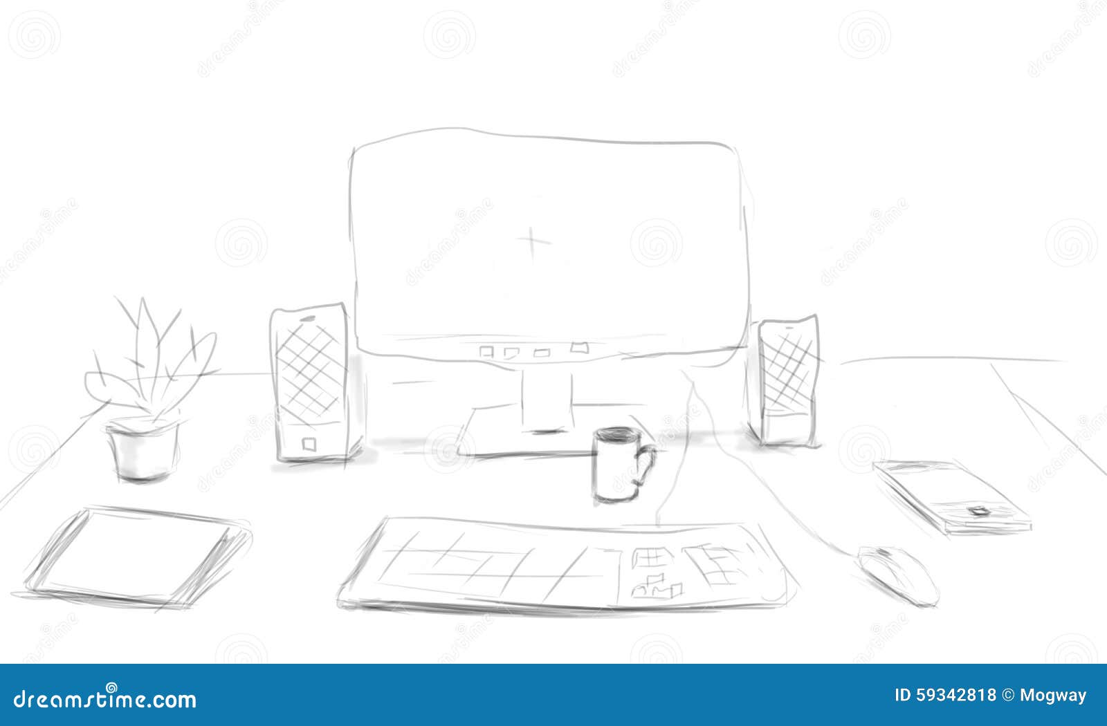 Sketch stock illustration. Illustration of tablet, computer - 59342818