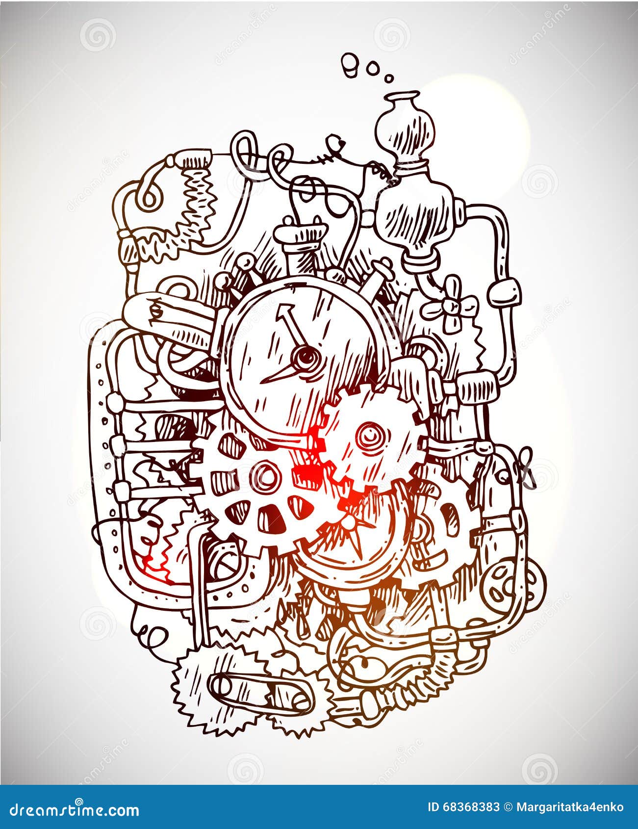 Sketch steampunk mechanism stock vector. Illustration of mechanic ...
