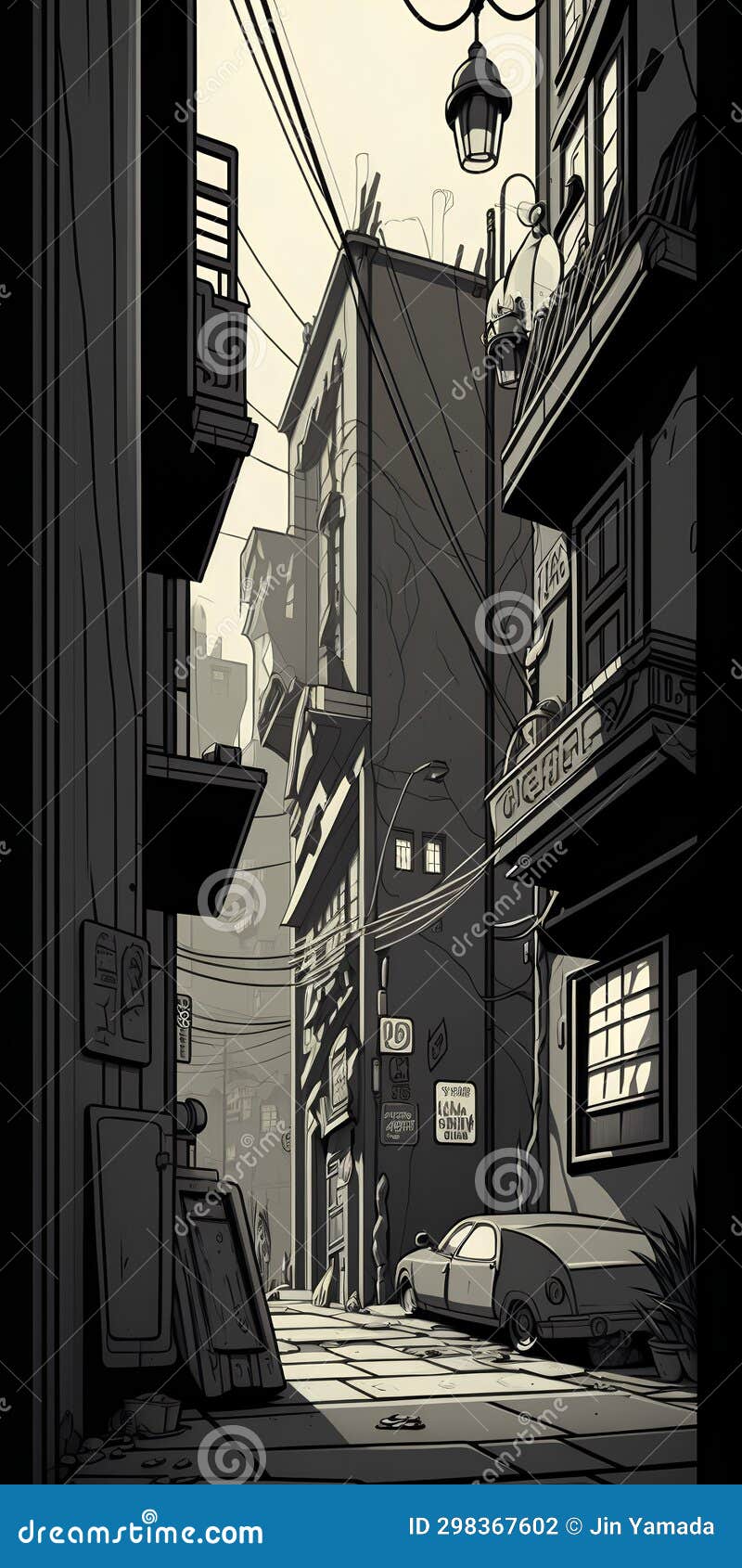 Sketch of a Street in the Old City. Vector Illustration Stock ...