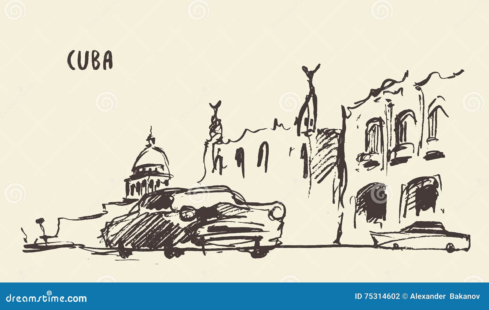 Cuba. Vector Black And White Map. Geographic Map Detailed Outlines With ...