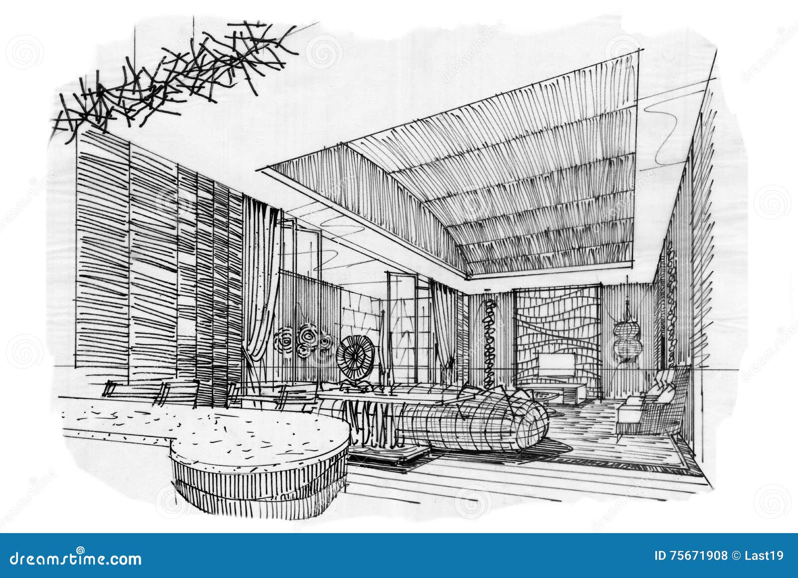 Sketch Stripes Living VIP Room Stock Illustration - Illustration of ...