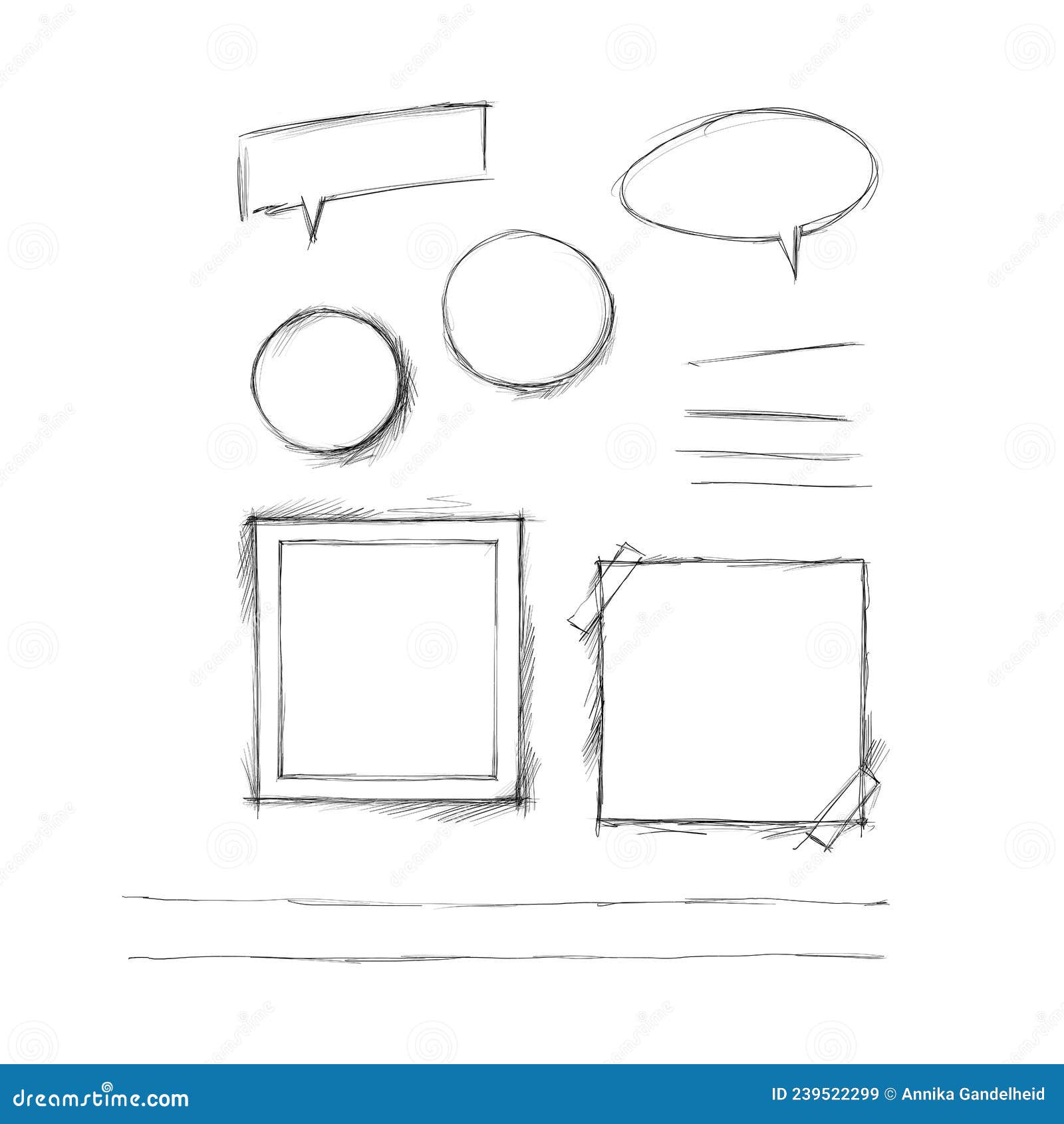 Sketch Style Graphic Elements and Frames Stock Illustration ...